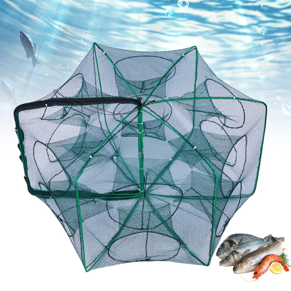 AEVOS Magic Foldable Fishing Trap - Upgraded 6 Holes Fishing Bait Trap ...