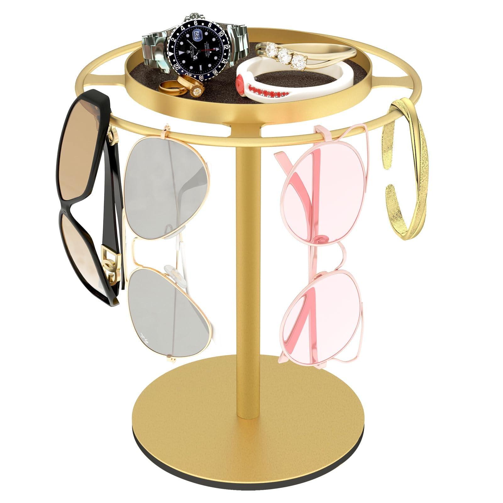 AEVOS Metal Sunglasses Organizer, Glasses Holder Stand with Storgae Tray, Eyeglasses Holder with ...