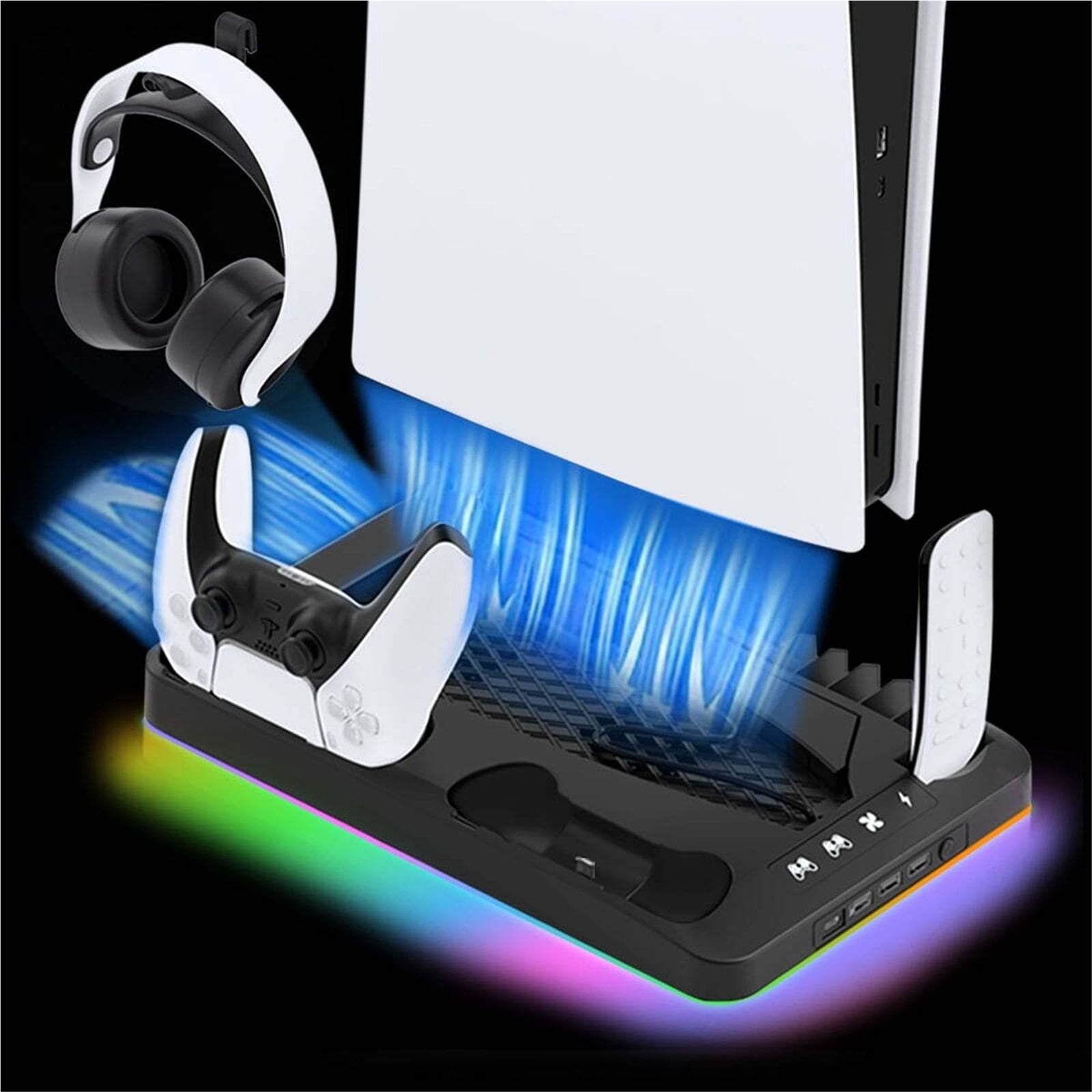 AEVOS PS5 Stand Charger with Cooling Fan and Dual PS5 Controller ...