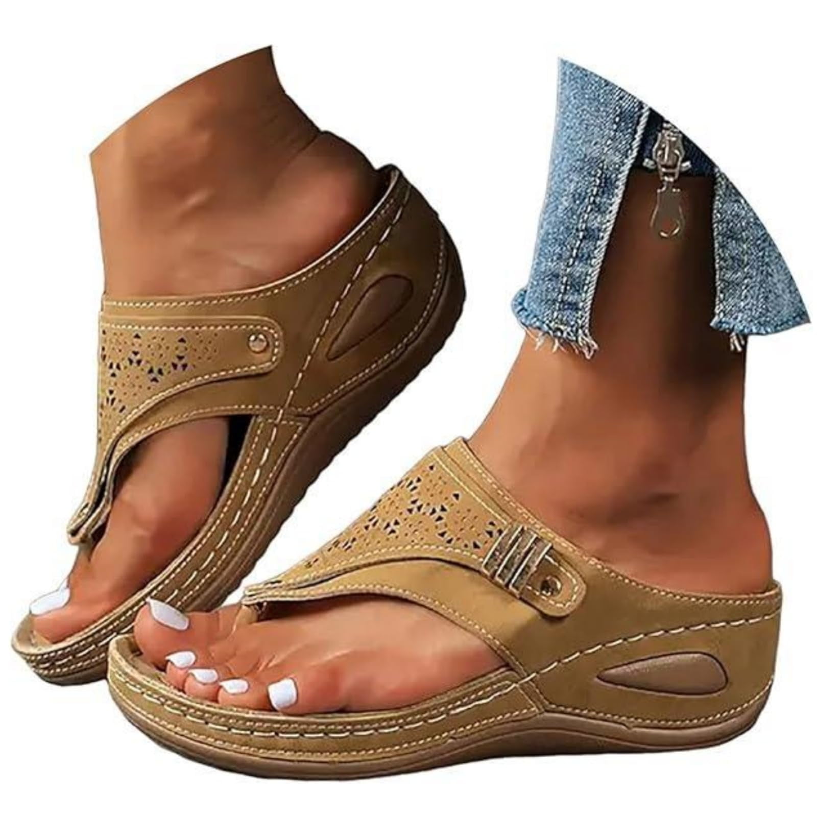 AEVOS Women's Orthotic Thong Sandals 2025 - Comfortable Black Open Toe Flip Flops with Arch ...