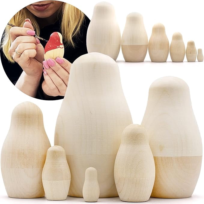 AEVVV Blank Nesting Dolls Set 6 pcs - Unpainted Russian Nesting Dolls ...