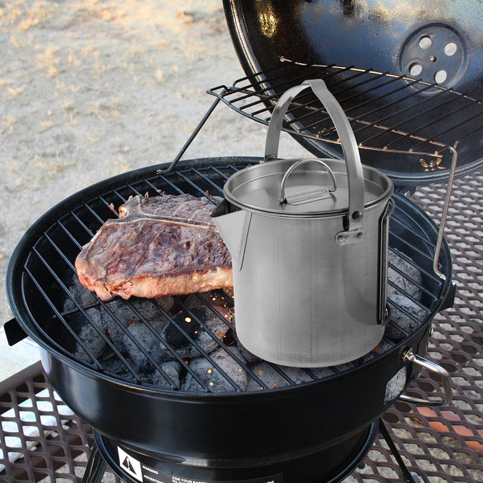 AEVXKHI 1.2L Camping Tea Kettle, Stainless Steel Coffee Pot with Lid ...