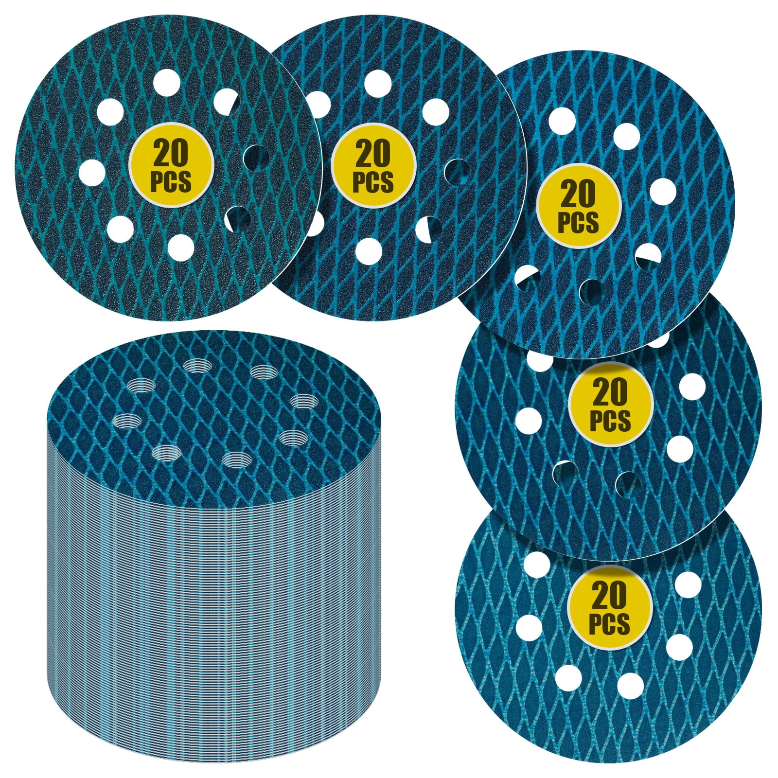 AEVXKHI 100PCS 125mm Sanding Discs Hook and Loop Sanding Disc, Anti ...