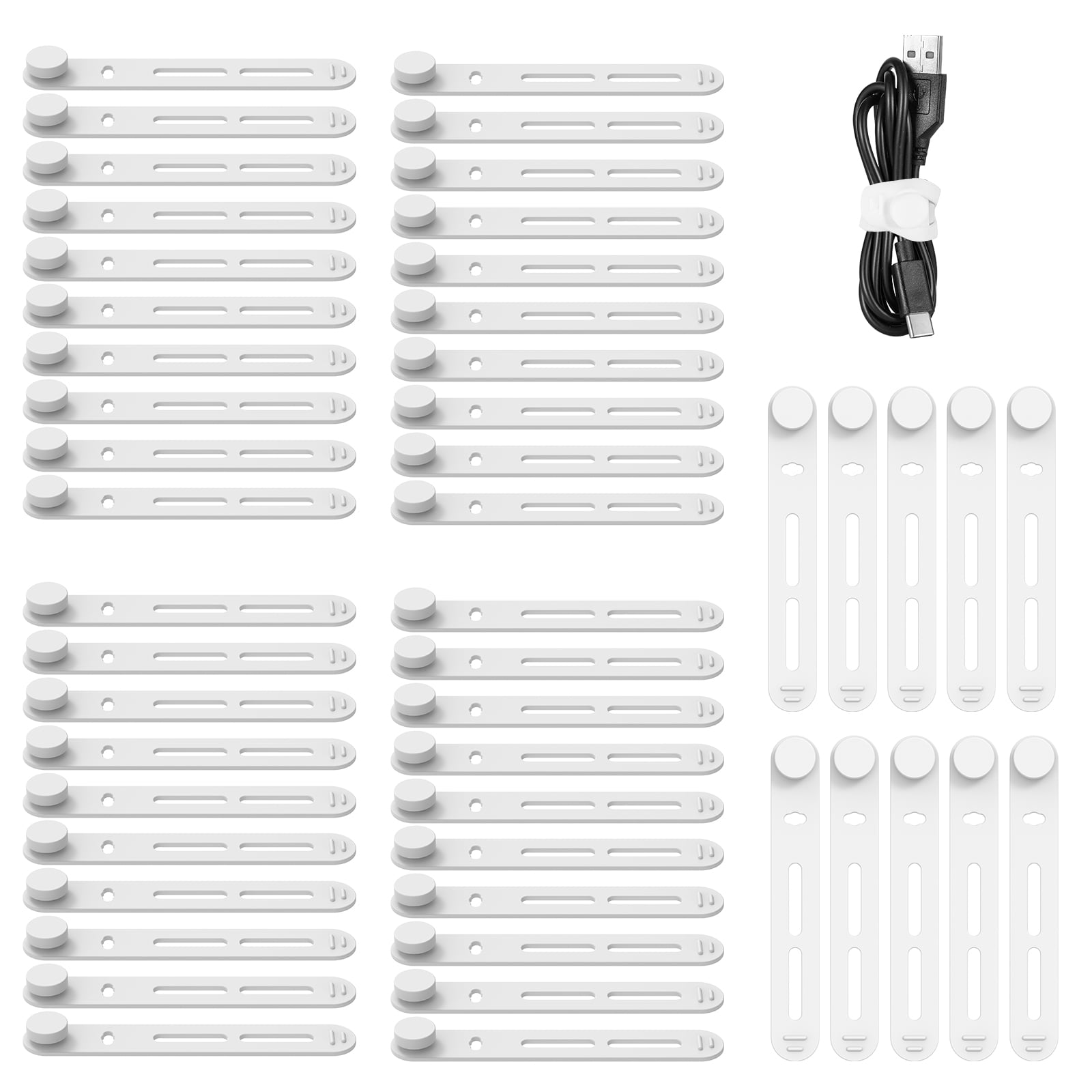AEVXKHI 100PCS Adjustable Silicone Cable Ties, Reusable Cable Cord Ties ...