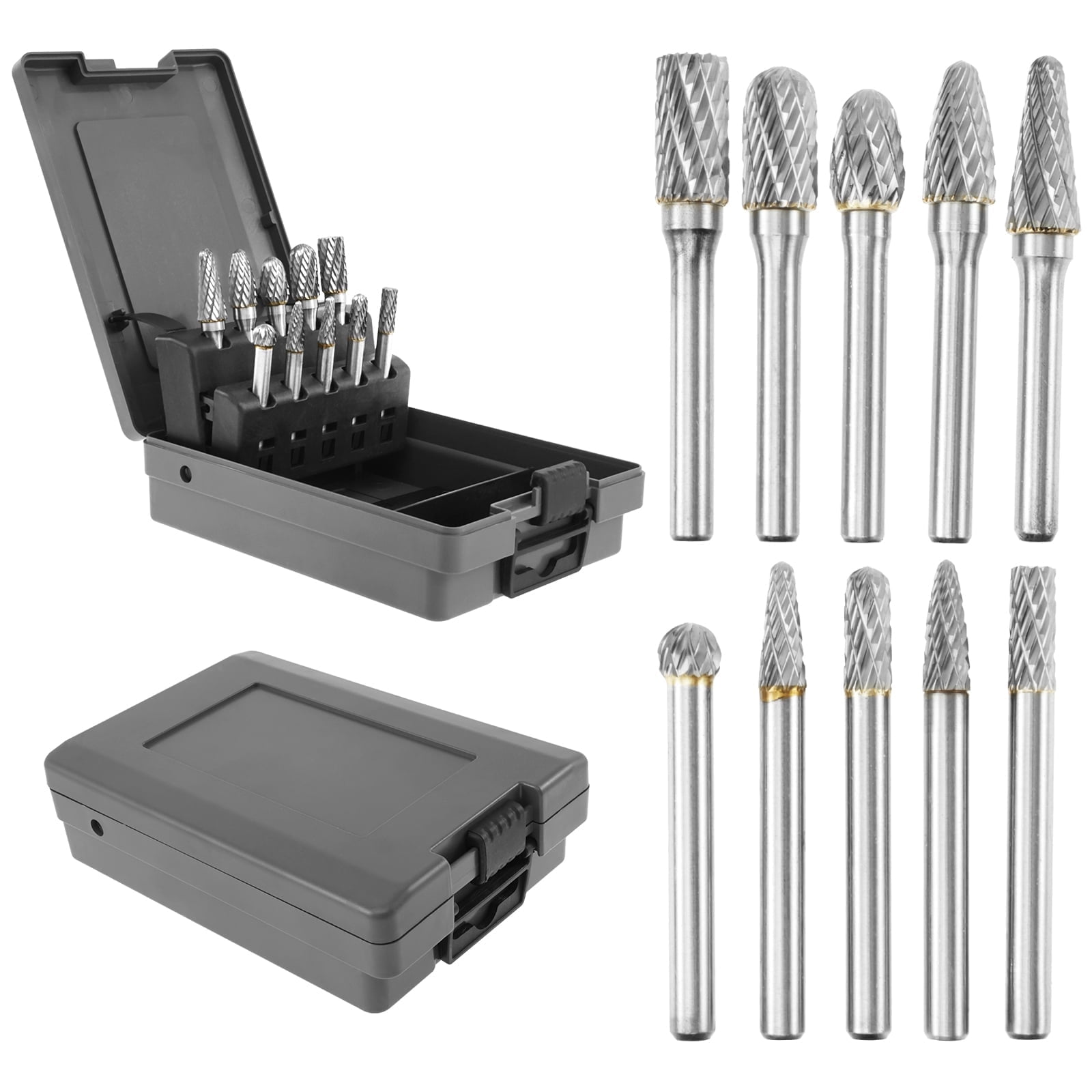 AEVXKHI 10PCS Carbide Burr Set, 1/4inch Shank Rotary Burr Set, Tungsten ...
