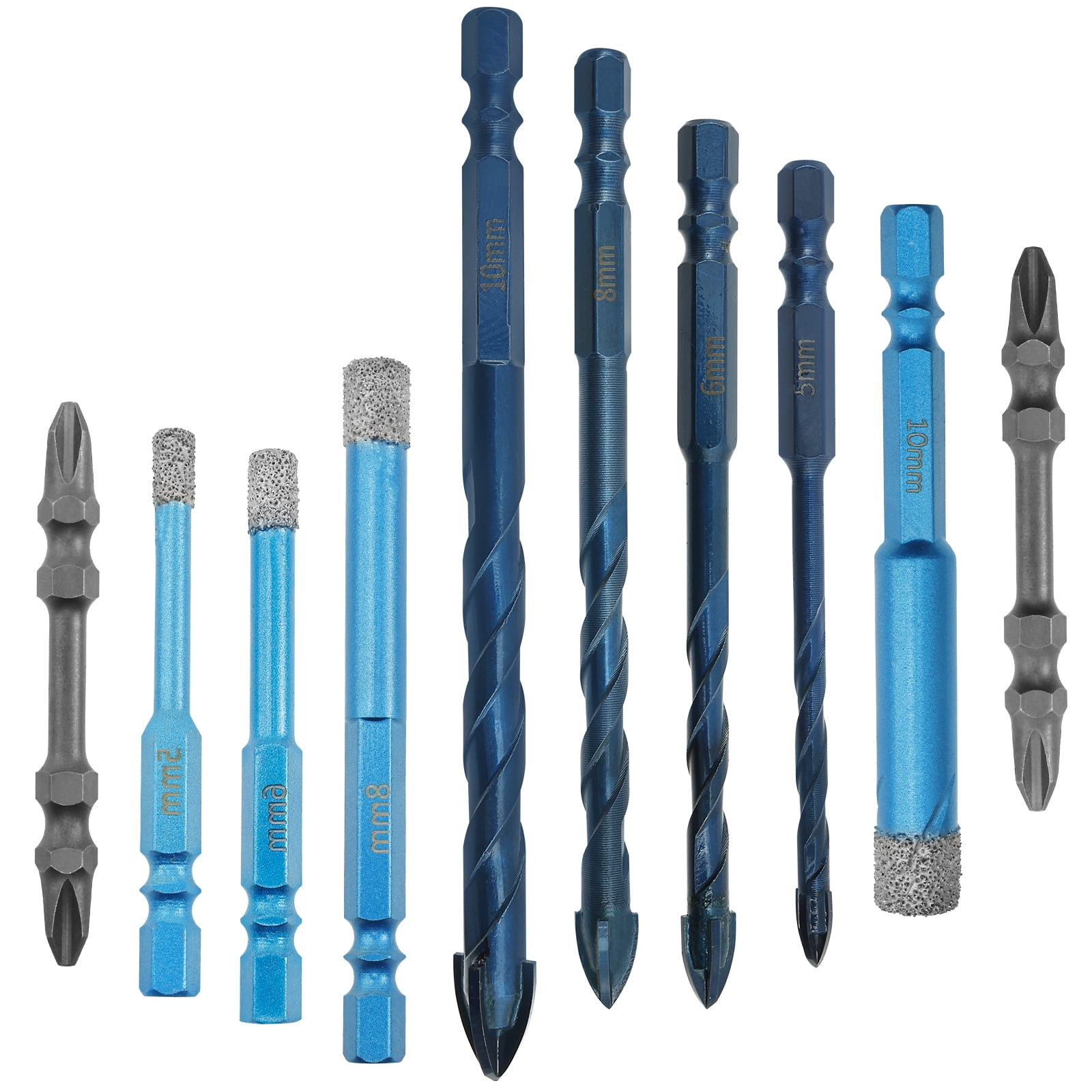 AEVXKHI 10PCS Diamond Drill Bit Set, Alloy Glass Drill Bits, Efficient Tile Drill Bit Set ...