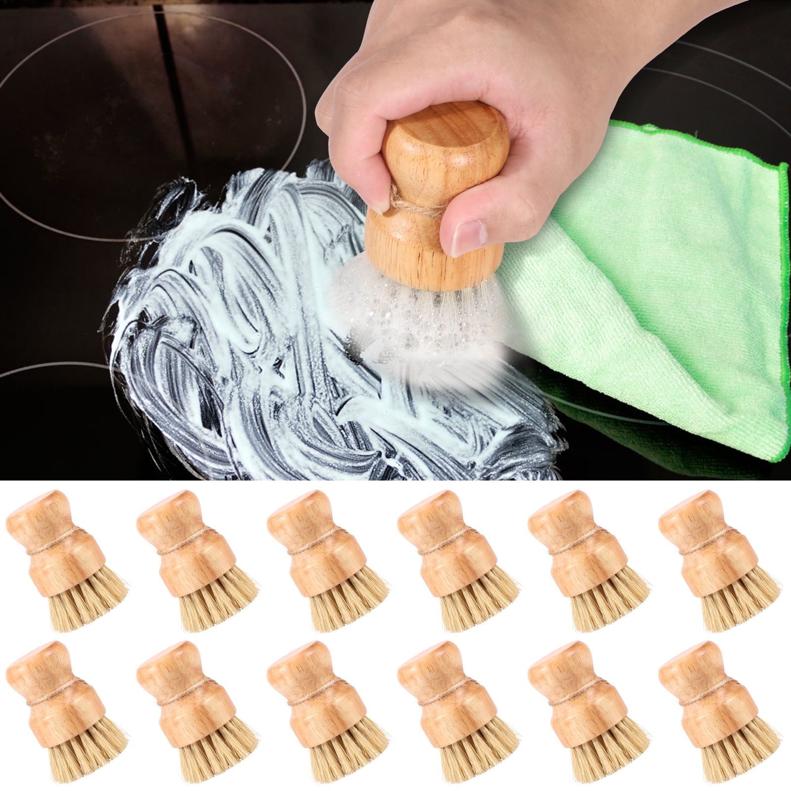 AEVXKHI 12PCS Wood Dish Scrubber Set, High Efficient Versatile Wood ...