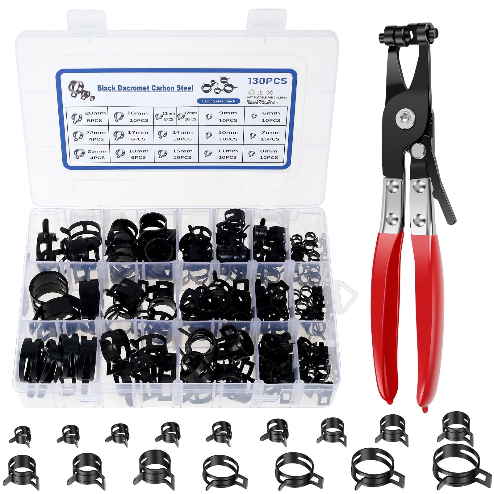 AEVXKHI 130PCS Spring Band Hose Clamps, Leak Proof Flat Hose Clamp ...