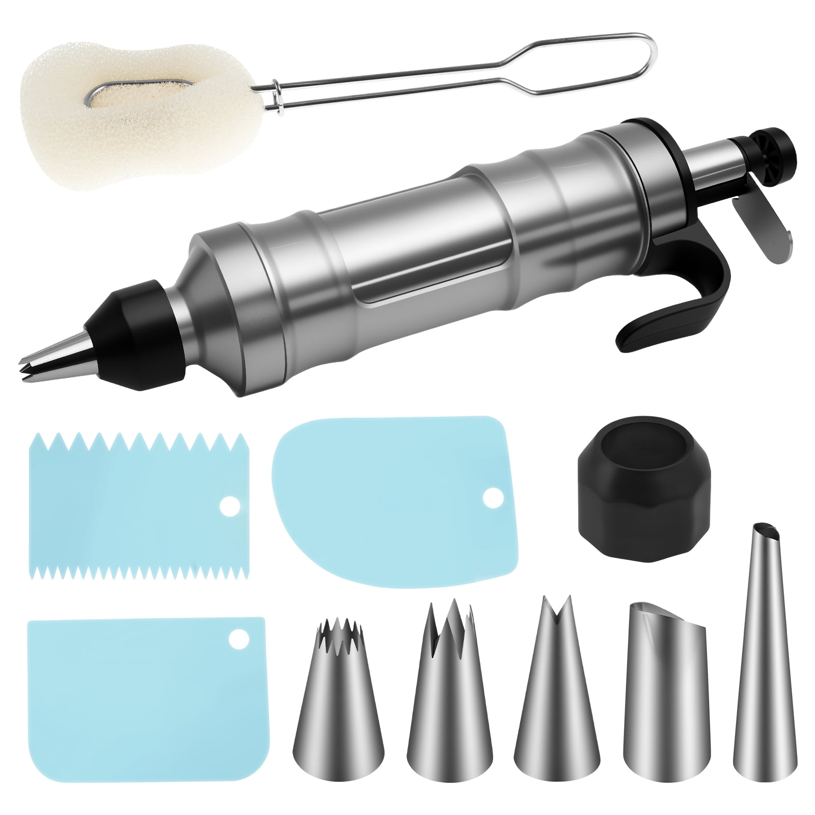 AEVXKHI 13PCS Dessert Decorating Syringe Set with 6 Nozzles 3 Cream ...