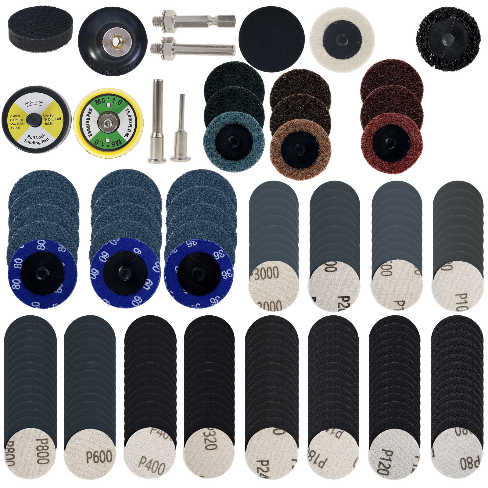 AEVXKHI 195PCS Grit Roll Lock, Quickly Change Discs Set, Round Sanding ...