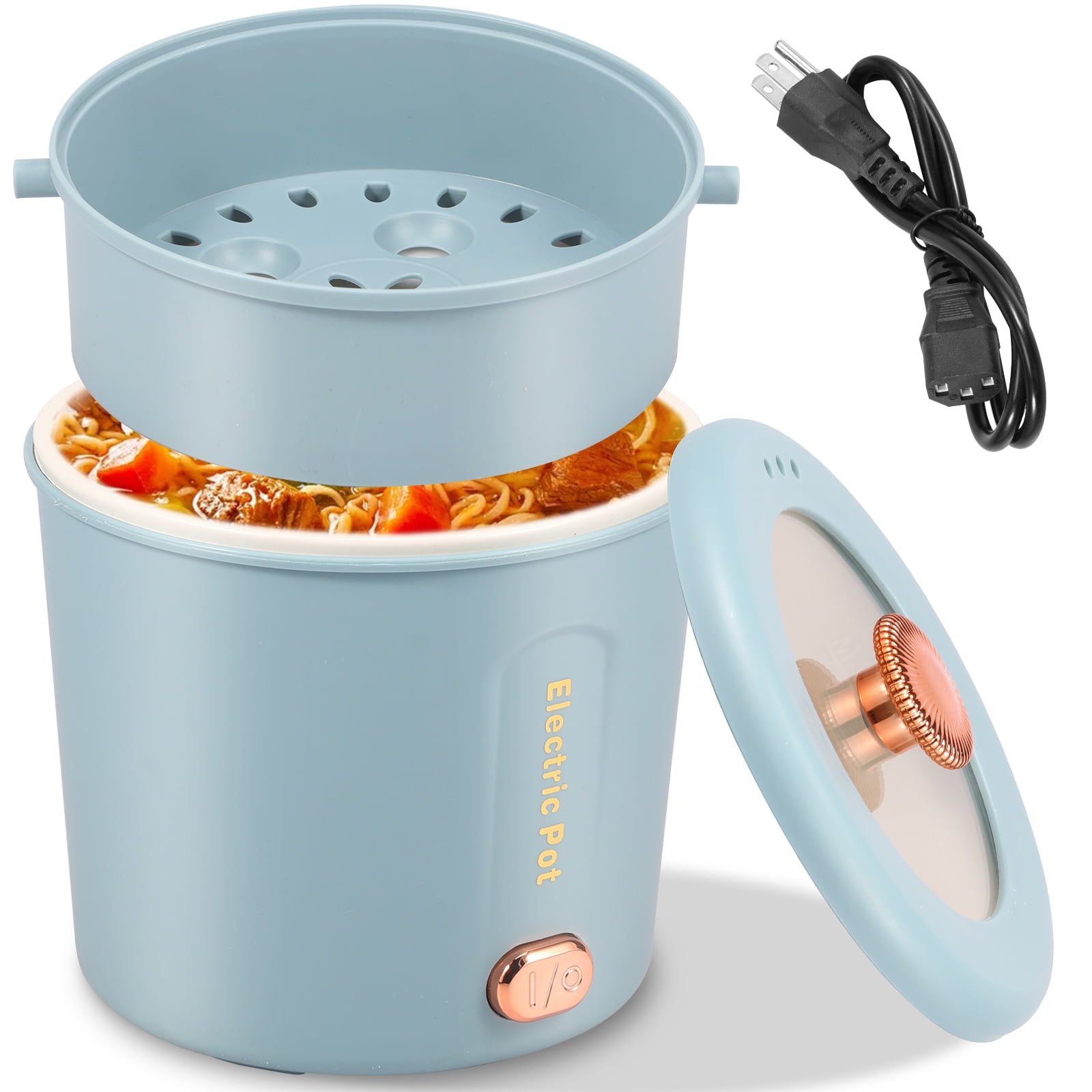 AEVXKHI 1L US 450W 110V 1L Round Mini Electric Pot, Mini Ramen Cooker ...