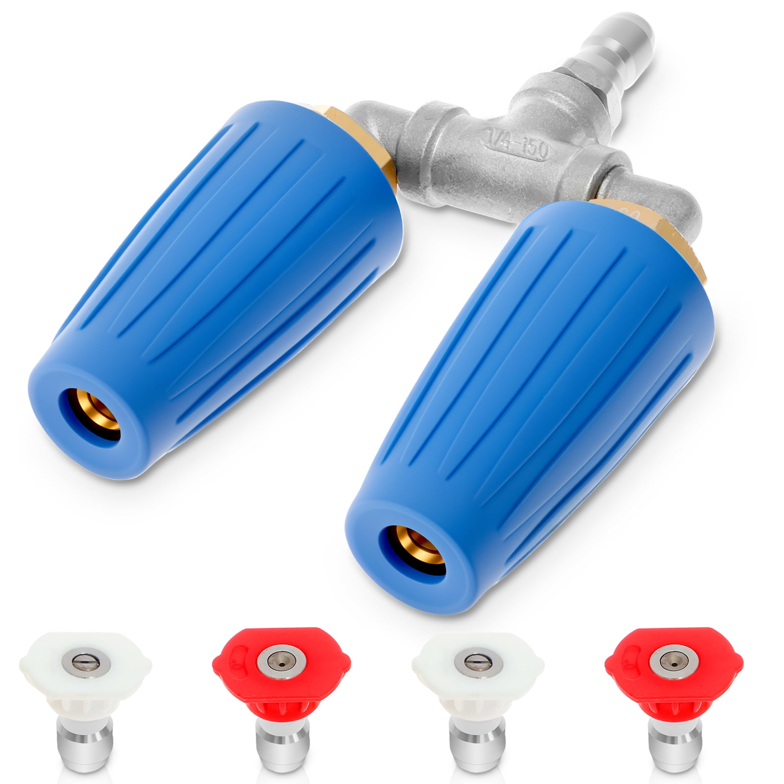 AEVXKHI 2 Heads Pressure Washer Double Turbine Nozzle 360° Rotatable ...