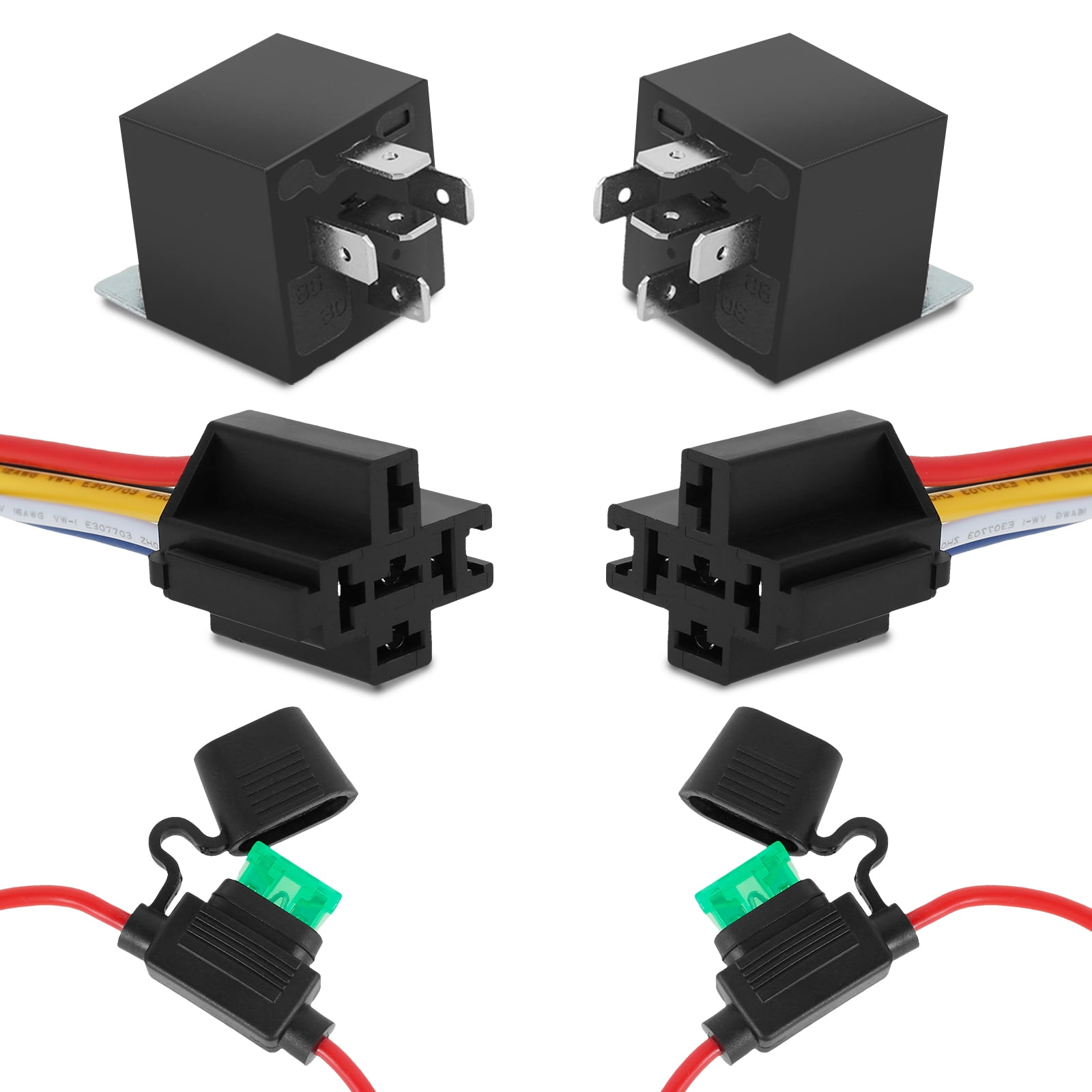 AEVXKHI 2 Sets 5 PIN 12V Relay with Harness Long Enough SPDT Relay ...