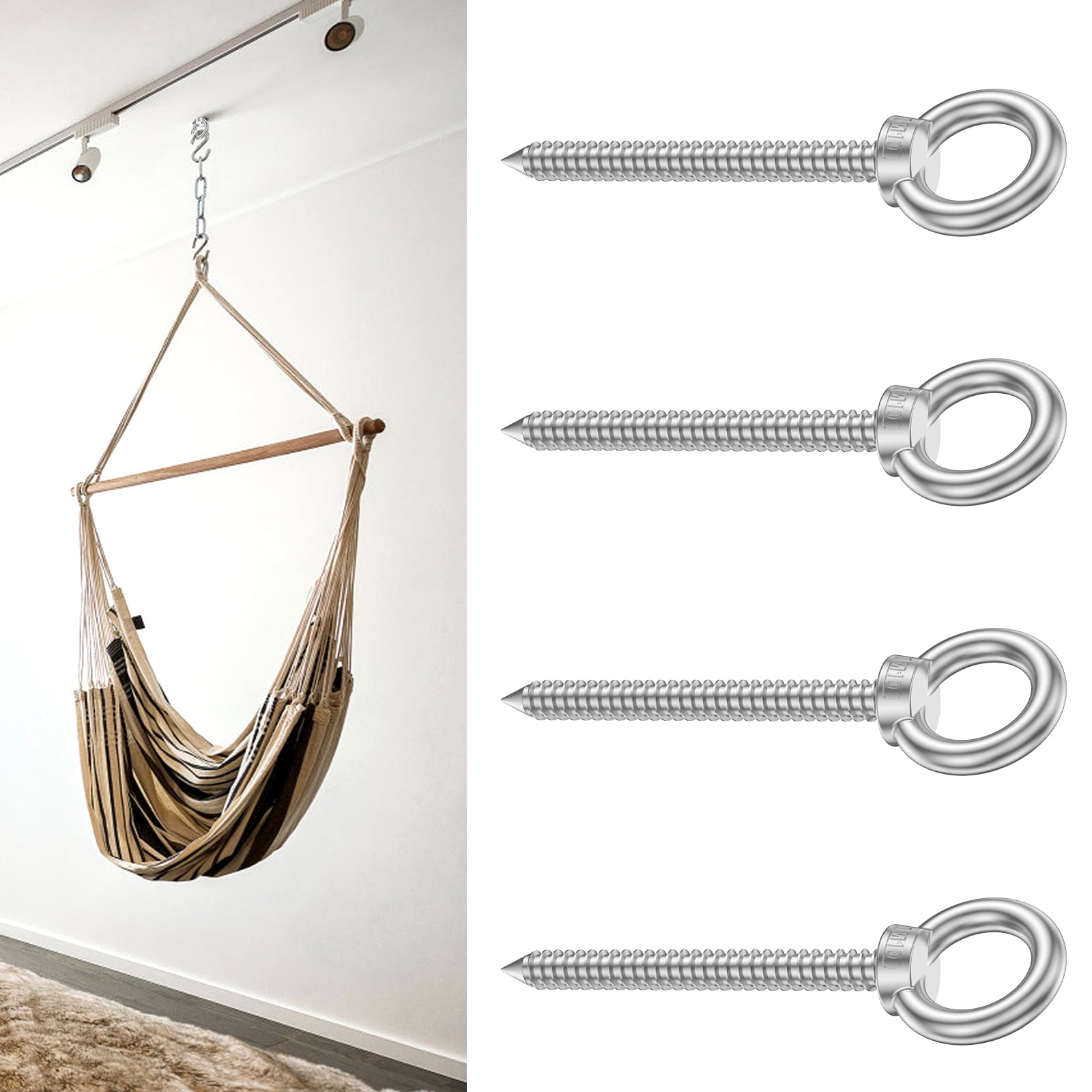 AEVXKHI 2 Sets Strong Load Bearing Eye Hooks, Eyelet Screws Screw in ...