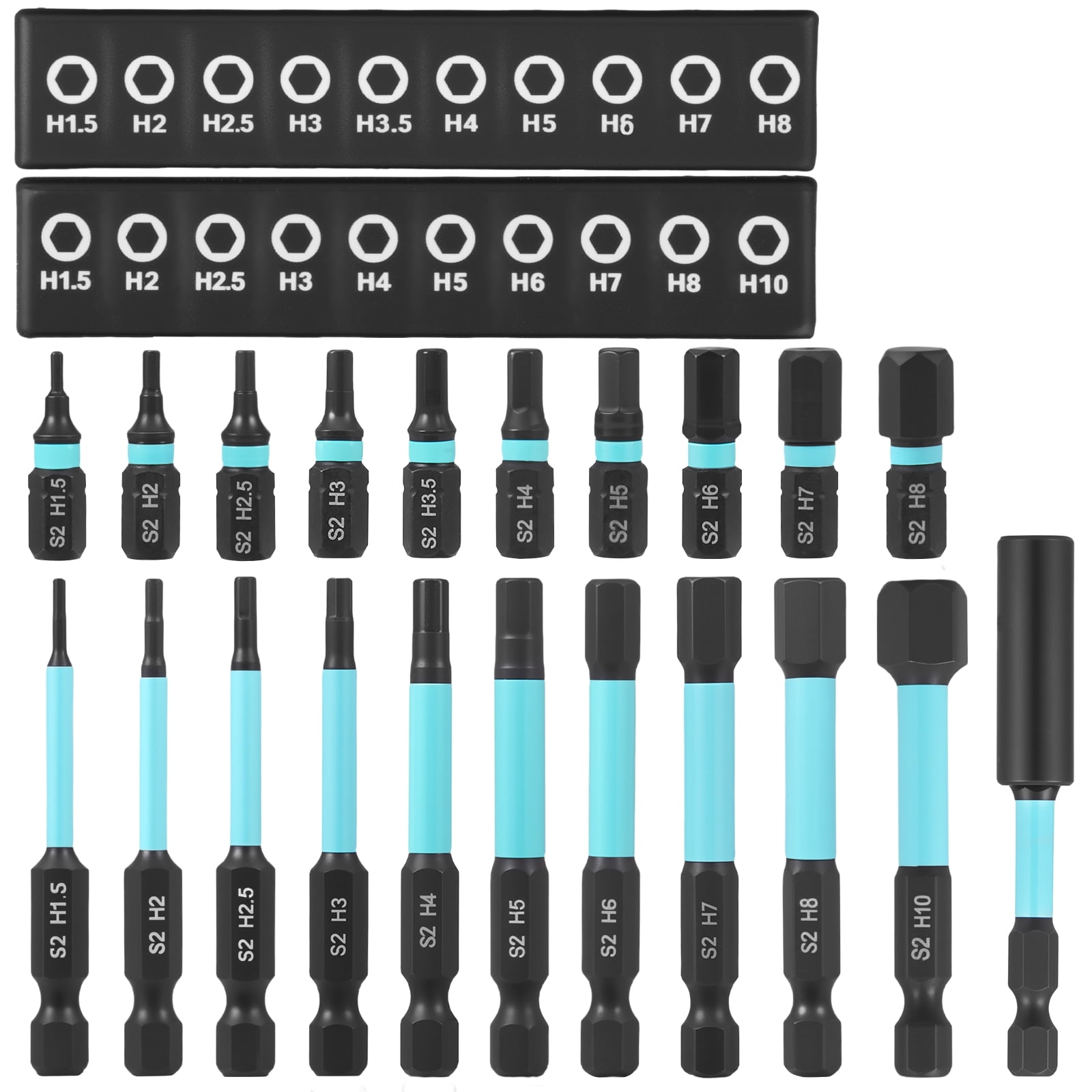 AEVXKHI 21PCS External Hex Drive System with Magnetic Bit Holder, S2 ...