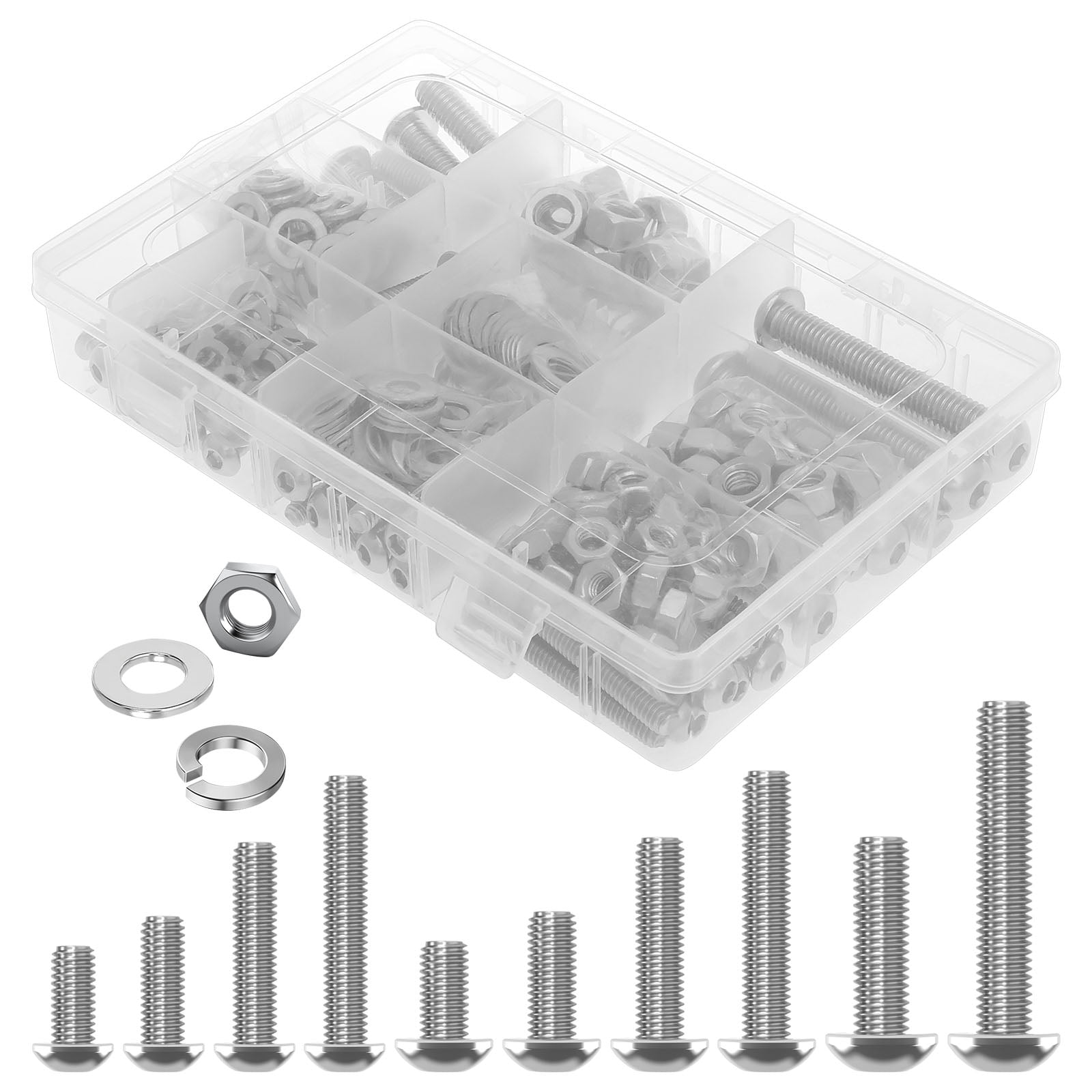 AEVXKHI 248PCS Nuts and Bolts Assortment Kit, Stainless Steel Metric Bolt Assortment, Anti ...