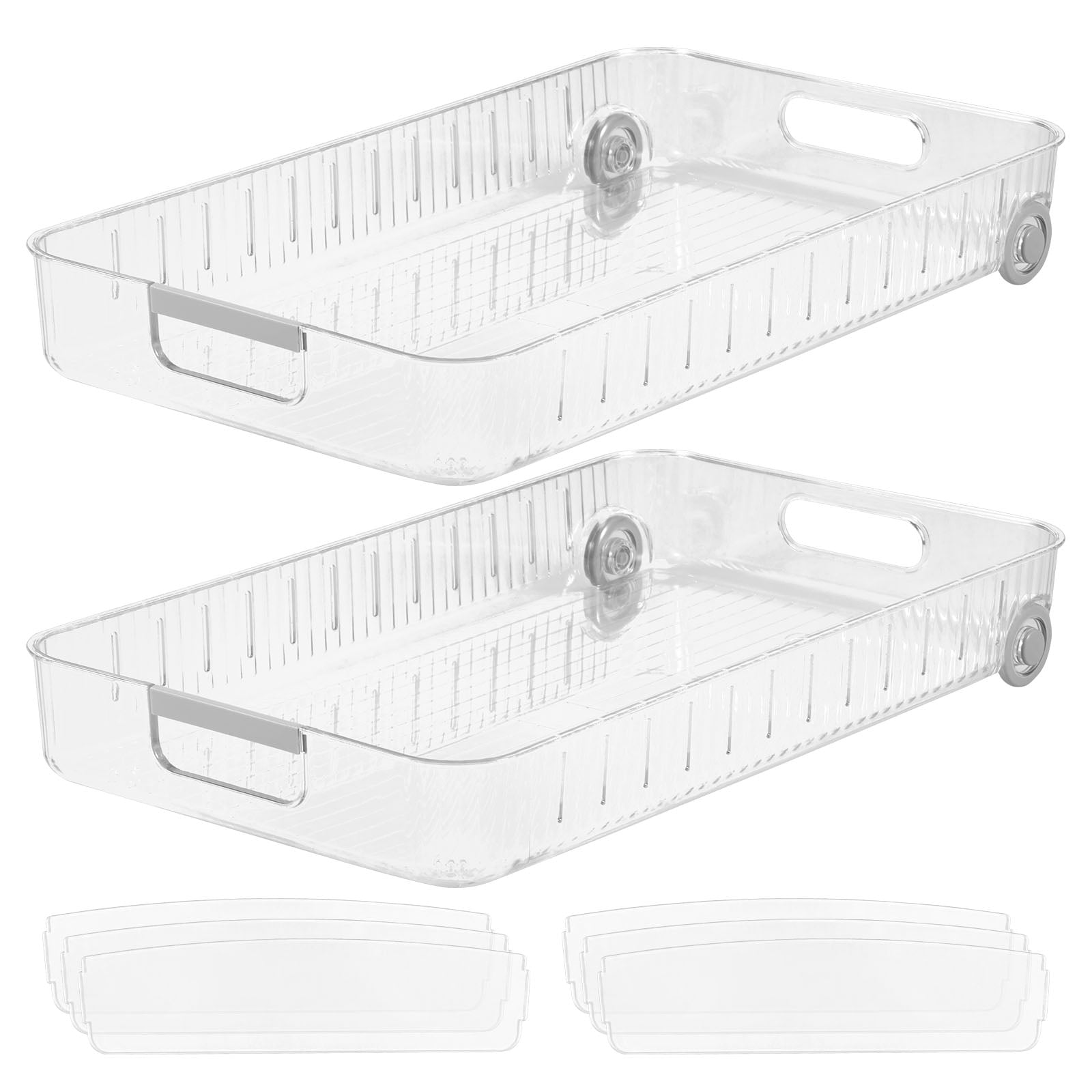 AEVXKHI 2PCS Fridge Organizer with Wheels, Clear Roll Out Refrigerator ...