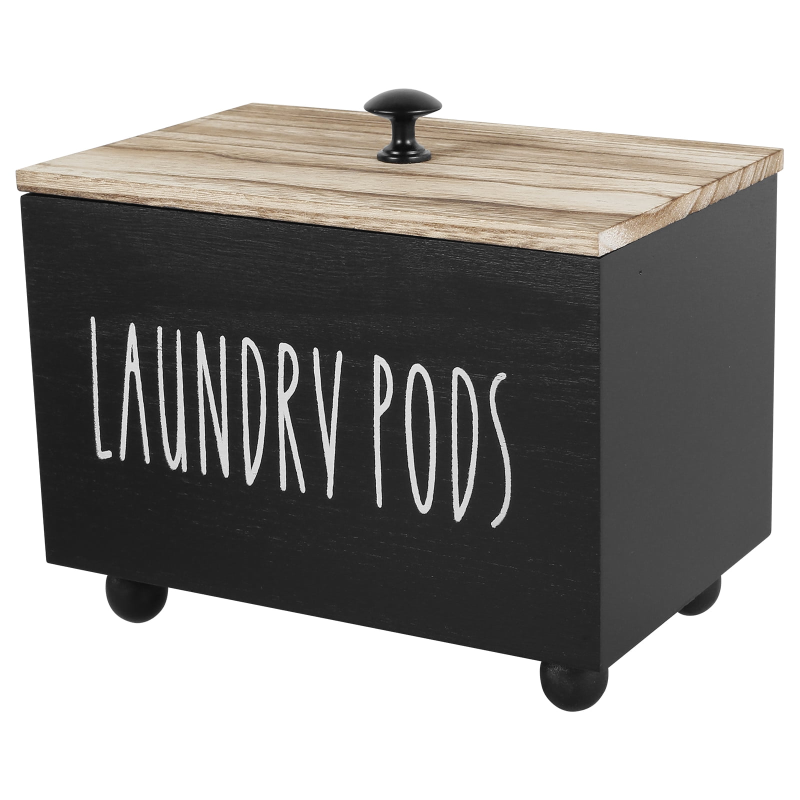 AEVXKHI 2PCS Laundry Pods Container with Lid, Solid Wood Dryer Sheet ...