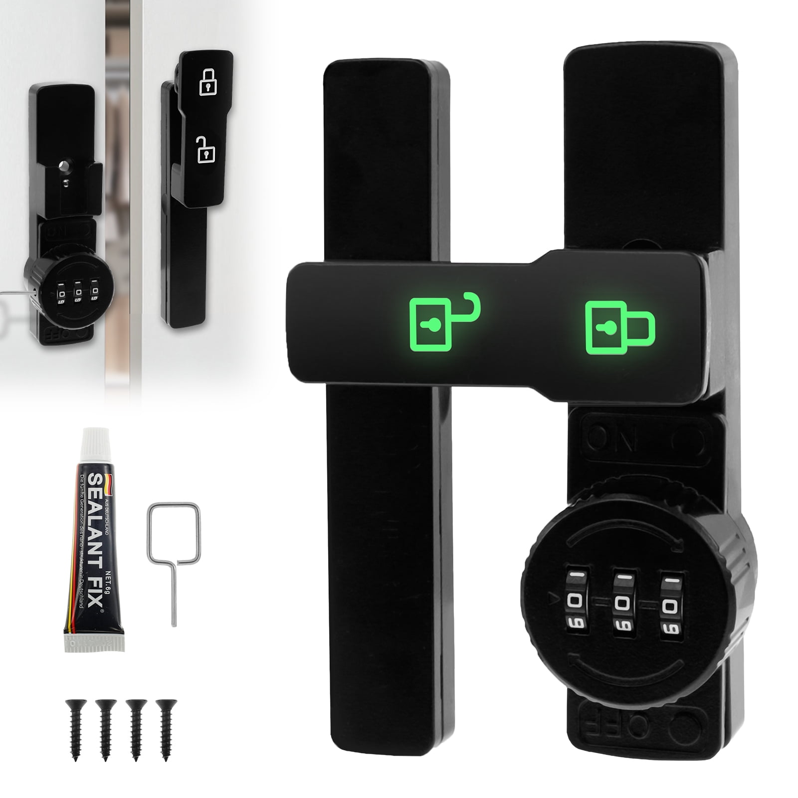 AEVXKHI 2PCS No Drilling Barn Door Latch, 3 Digit Password Sliding ...