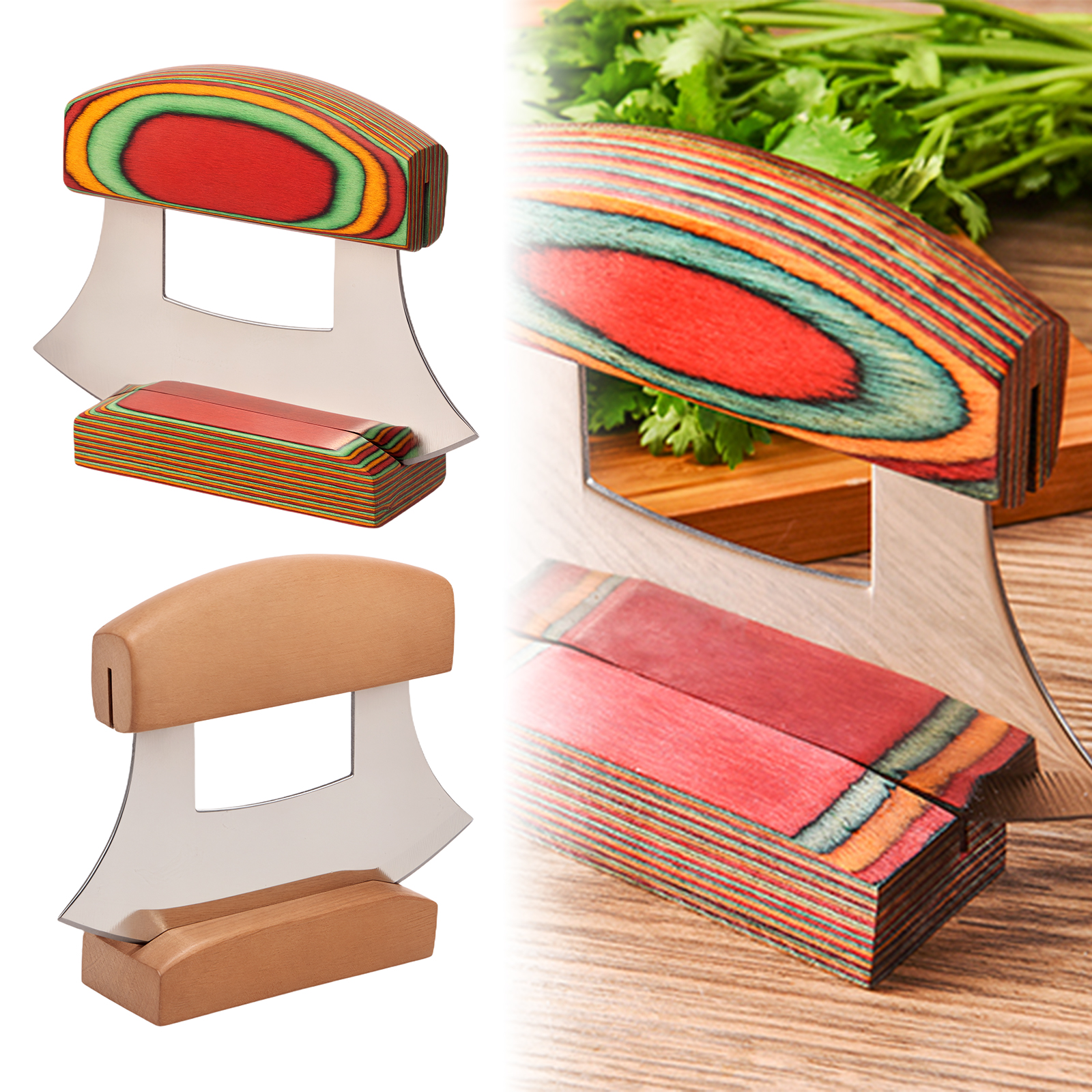 AEVXKHI 2PCS Pizza Cutter Rocker with Base for Herbs Salads, Rust ...