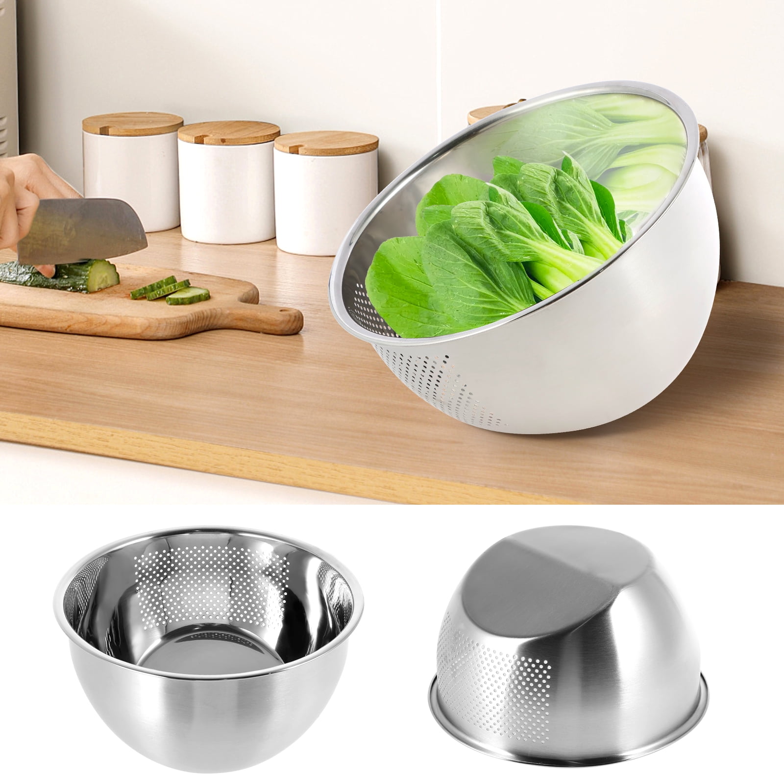 AEVXKHI 2PCS Rice Washer Strainer Bowl with Side Drainers, Stainless ...