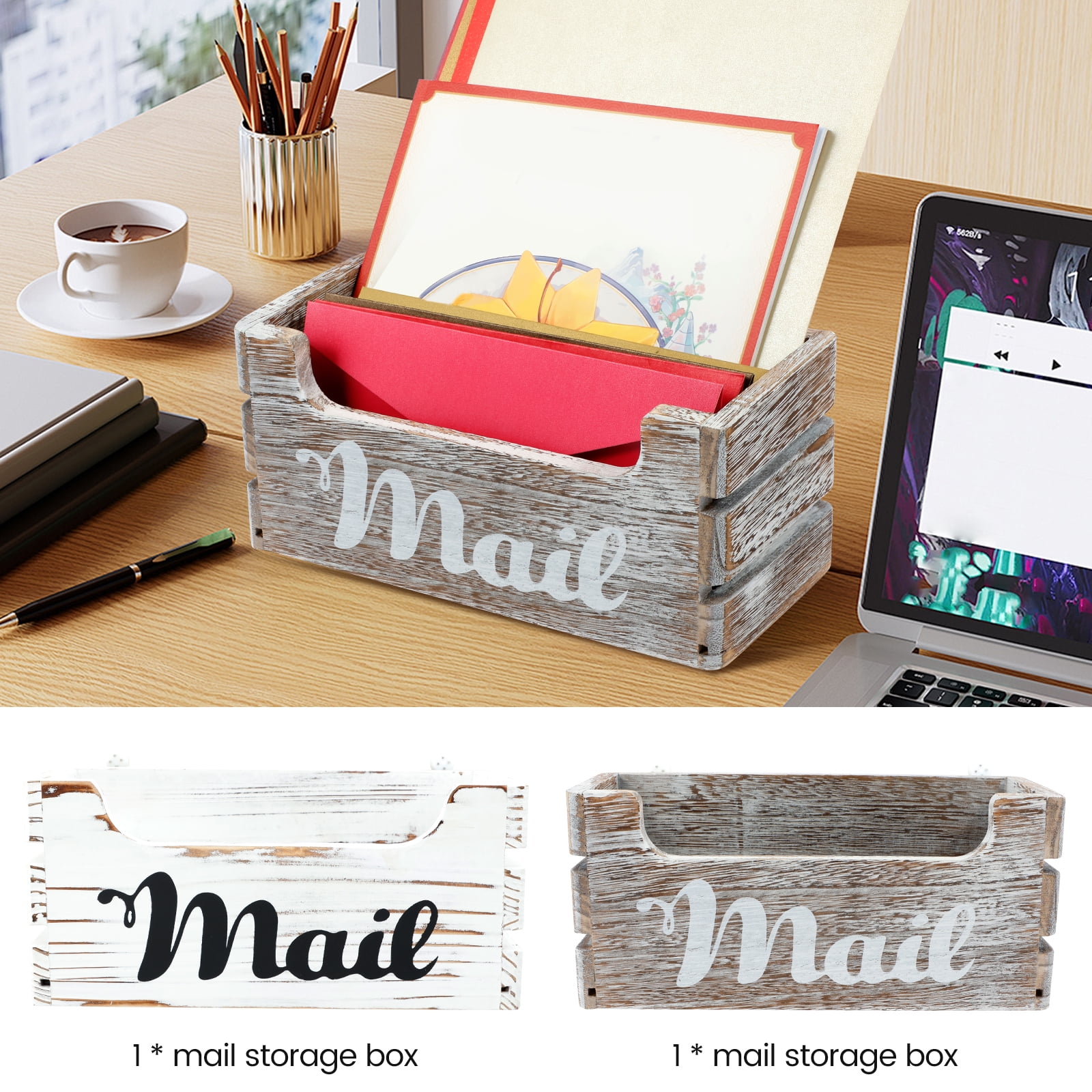 AEVXKHI 2PCS Vintage Mail Holder, Countertop Mail Basket Wall Mount ...