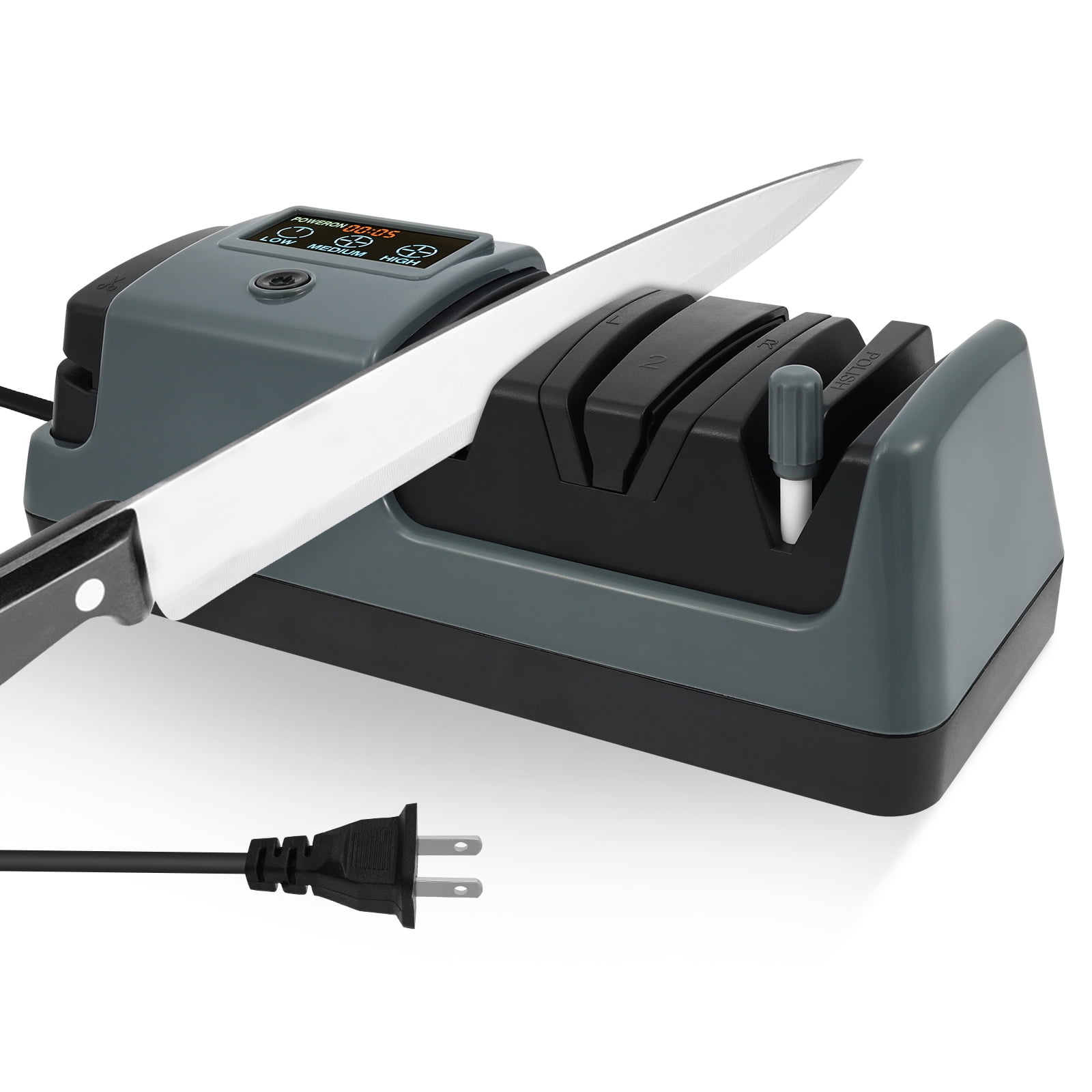 AEVXKHI 3 Stage Electric Knife Sharpener, LCD Screen Diamond Abrasive ...