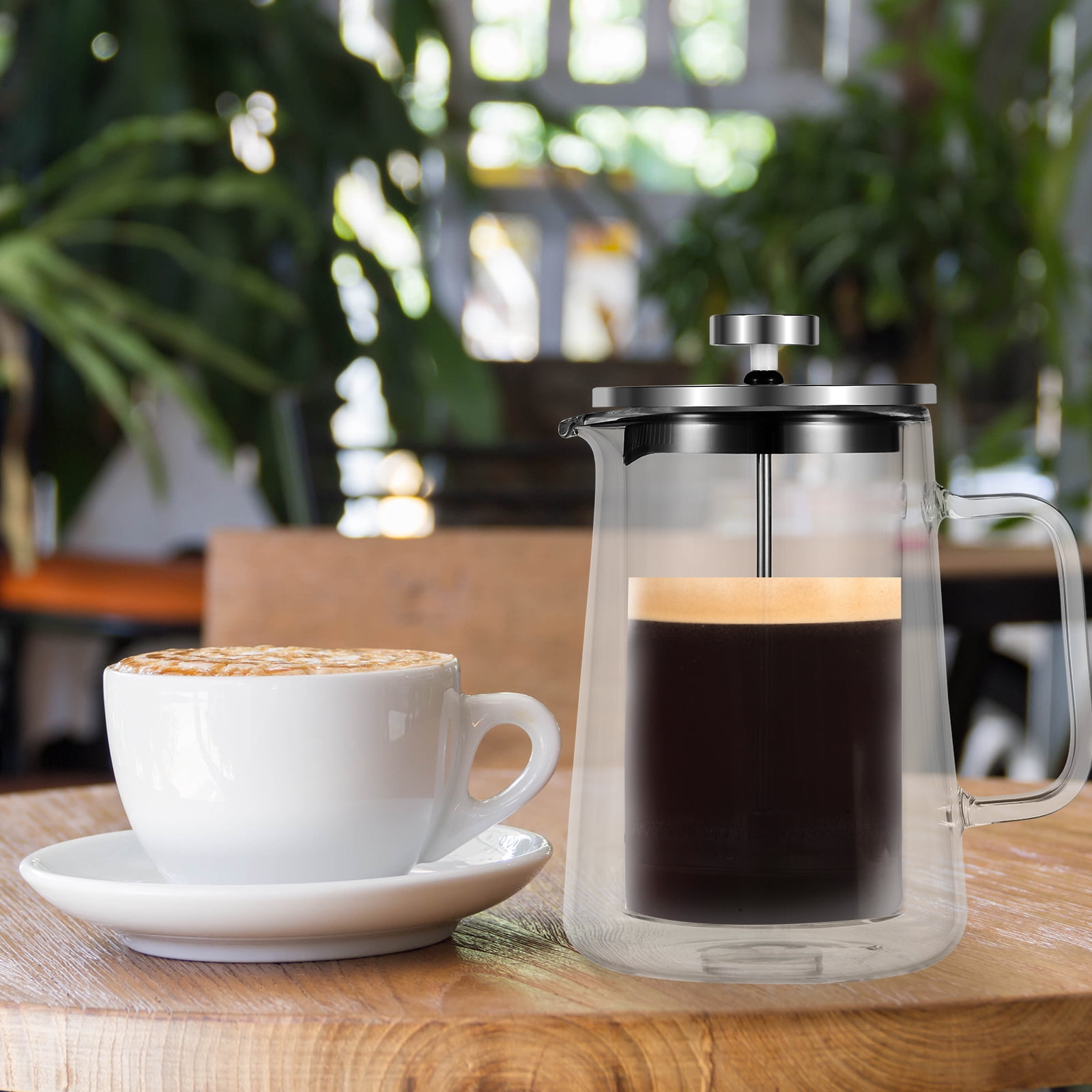 AEVXKHI 350ml French Press Coffee Maker, Double Wall Glass French Press ...