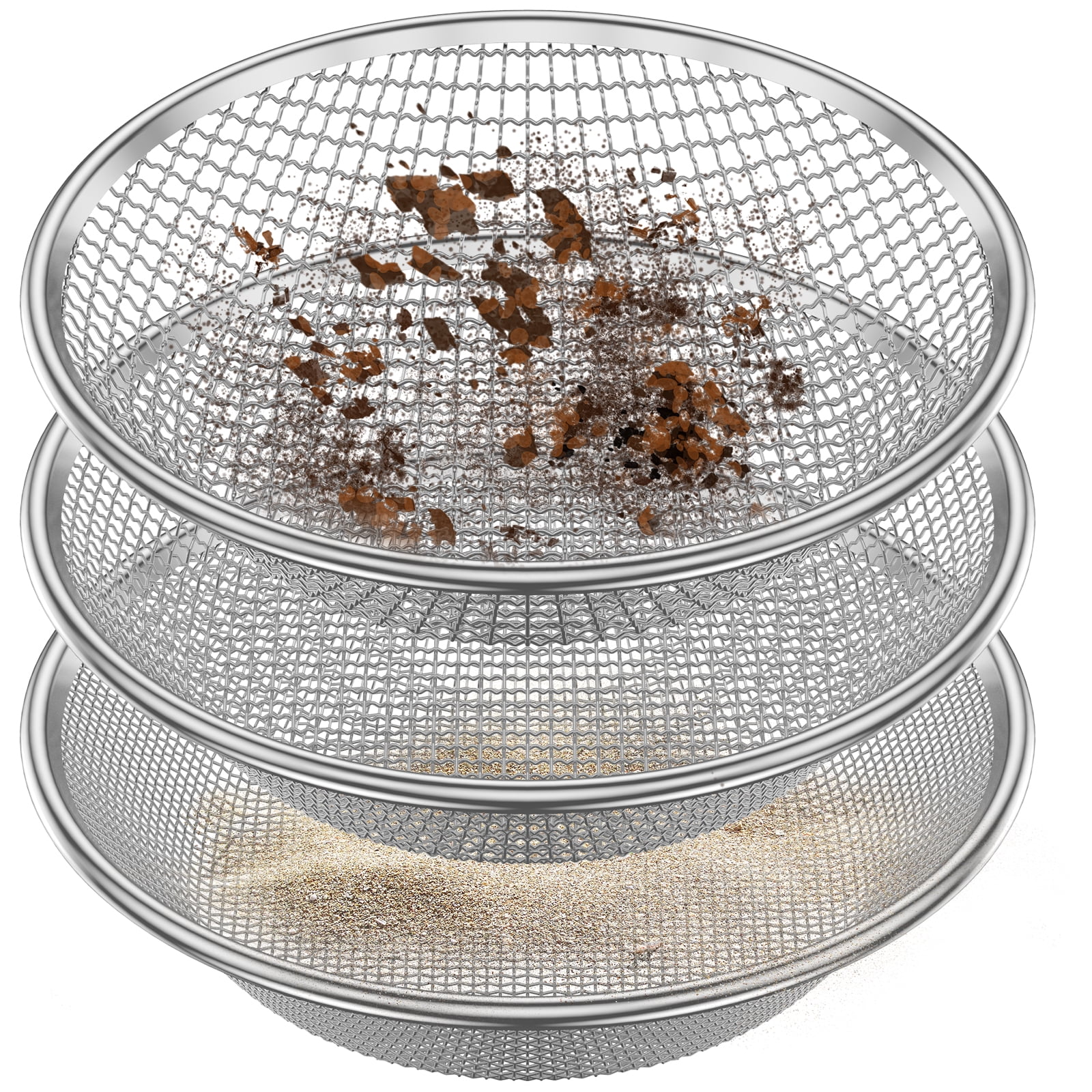 AEVXKHI 3PCS Soil Sand and Compost Sifter for Gardening Sieve for Rock ...