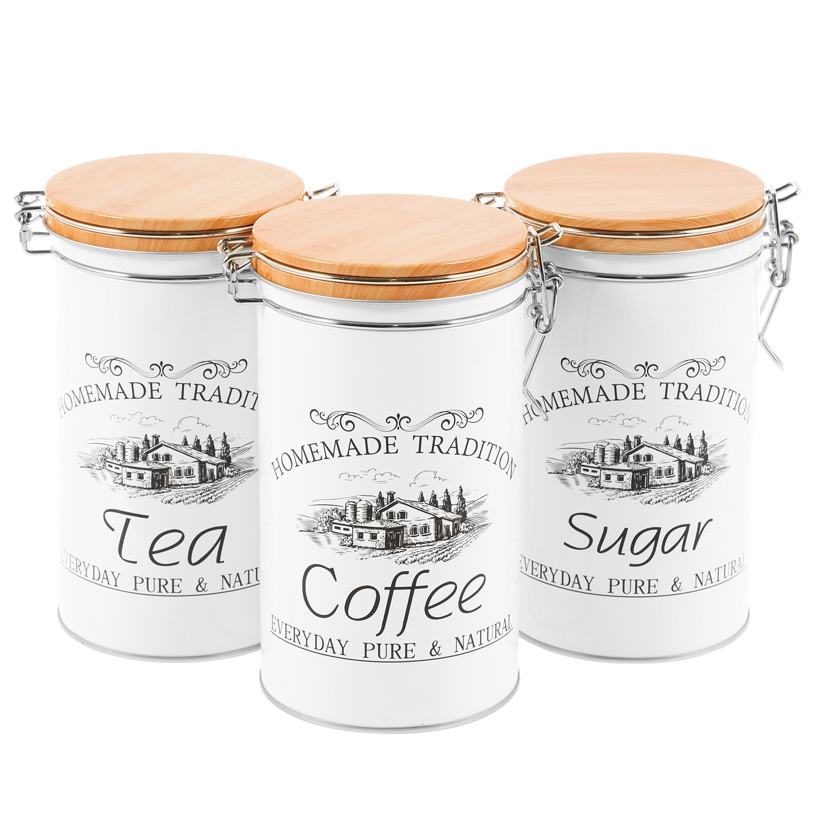 AEVXKHI 4 Sets Tea Coffee Sugar Canisters Set, Versatile Metal Tea ...