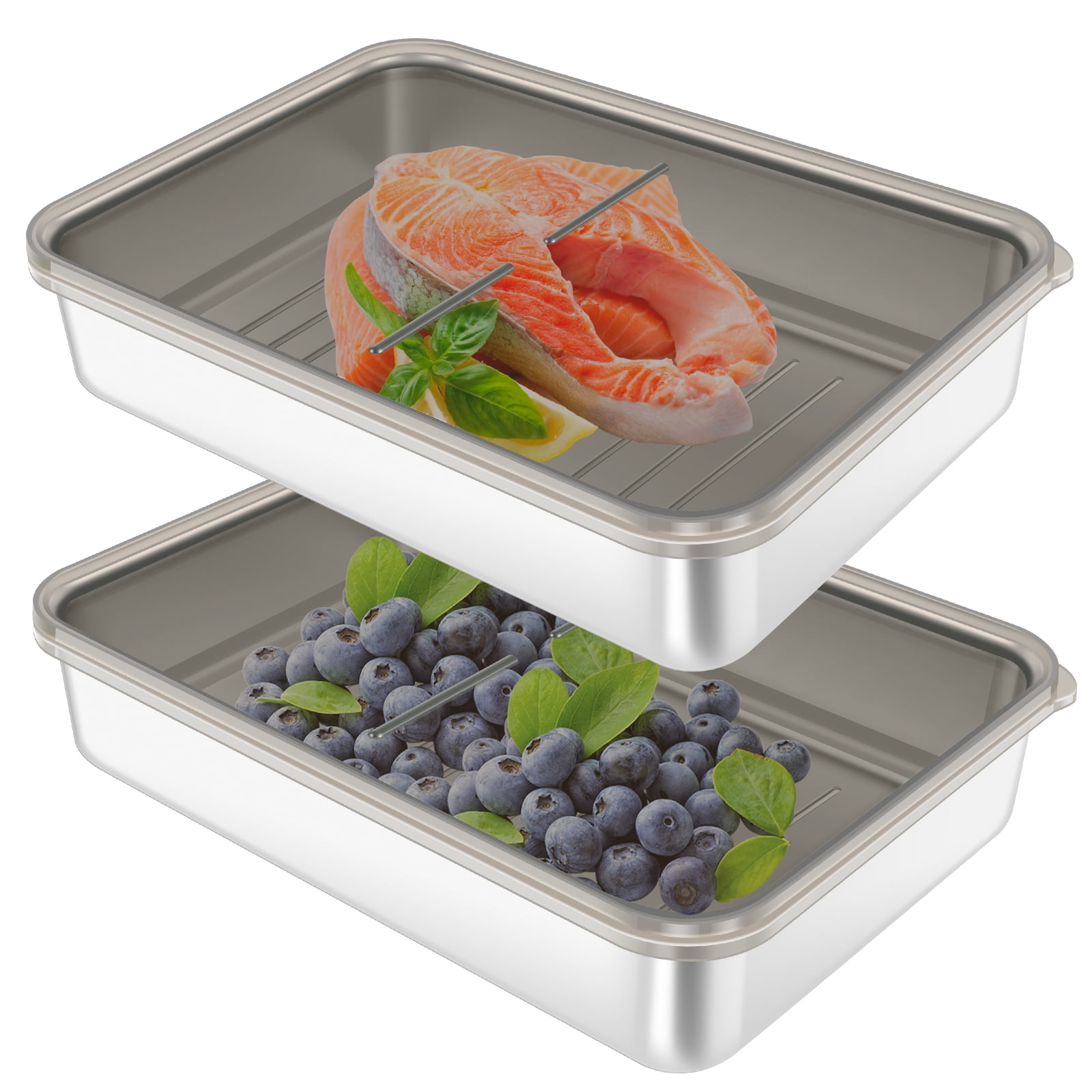 AEVXKHI 4PCS Deli Meat Container, 304 Stainless Steel Cheese Container ...