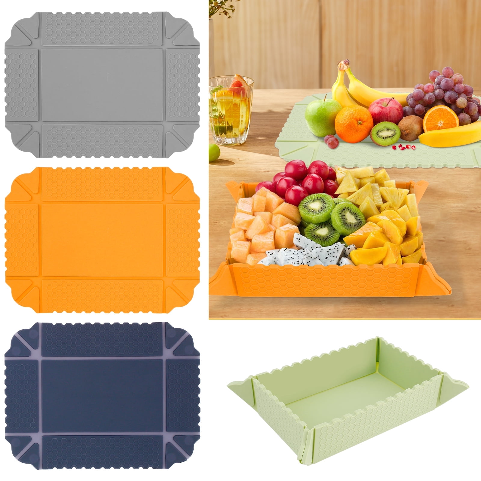 AEVXKHI 4PCS Foldable Camping Plates, Silicone Insulated Folding Dinner ...