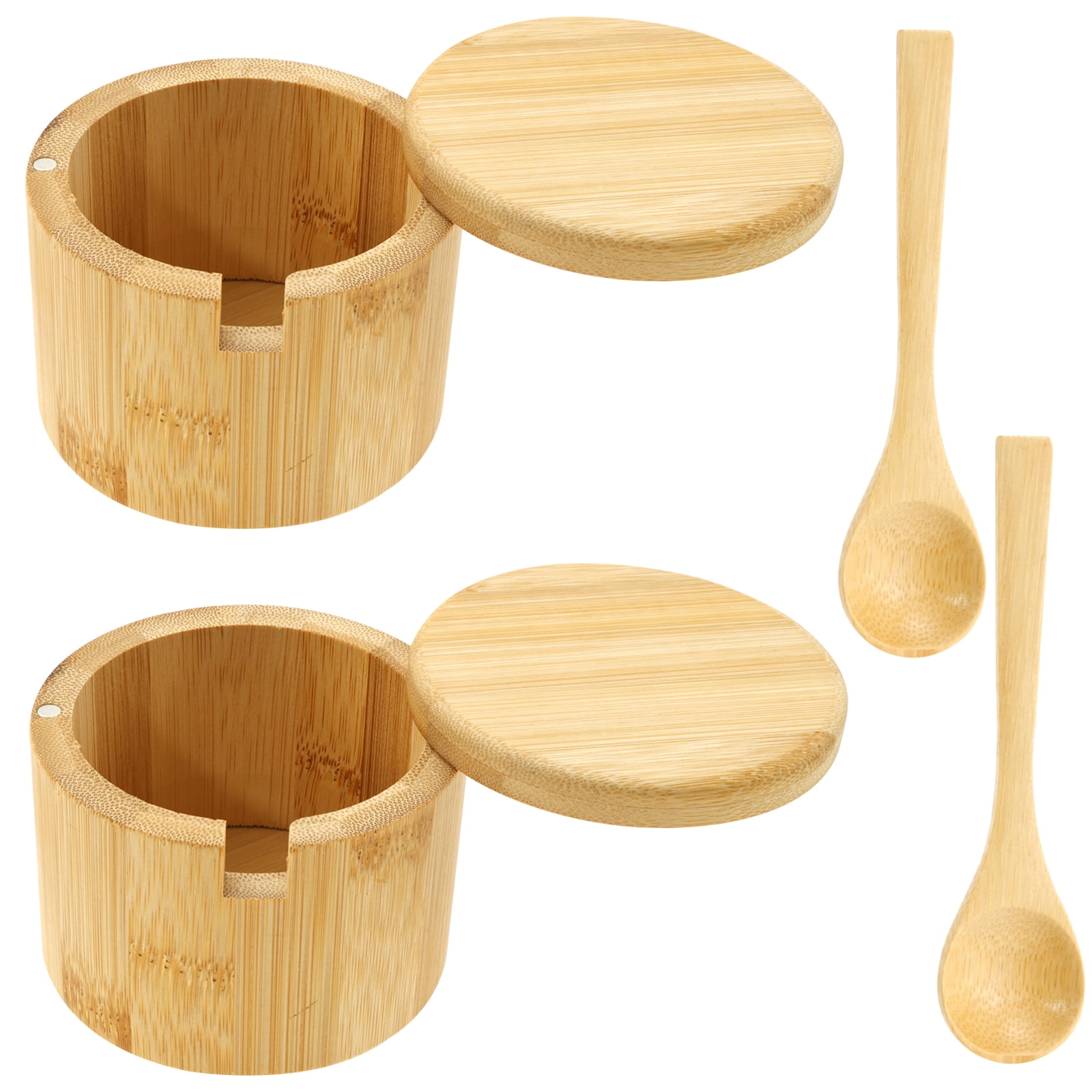 AEVXKHI 4PCS Side Groove Design Salt Spice Box, Wood Spices Storage ...