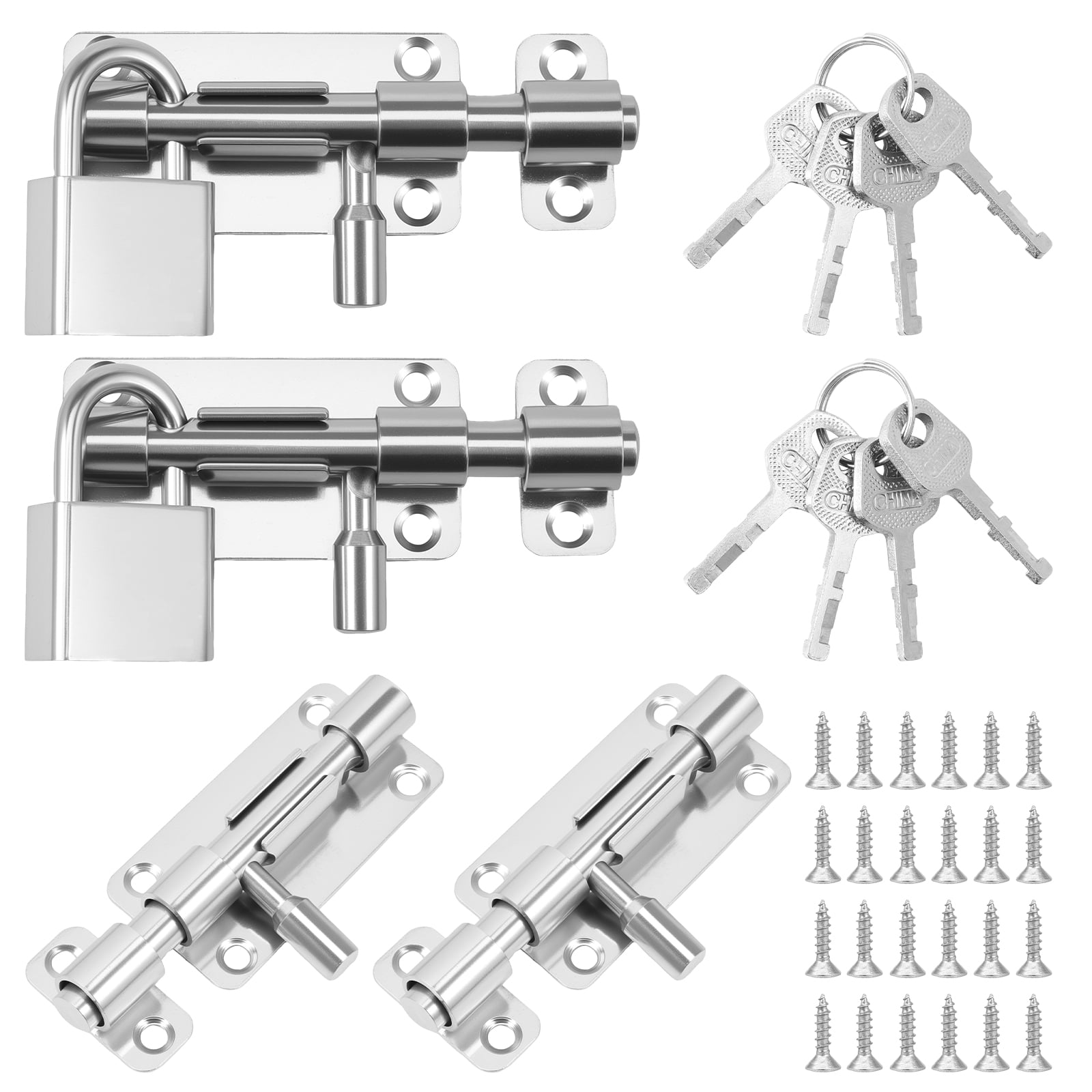 AEVXKHI 4PCS Slide Bolt Gate Latch, 3.6 Inch Stainless Steel Bolt Latch ...
