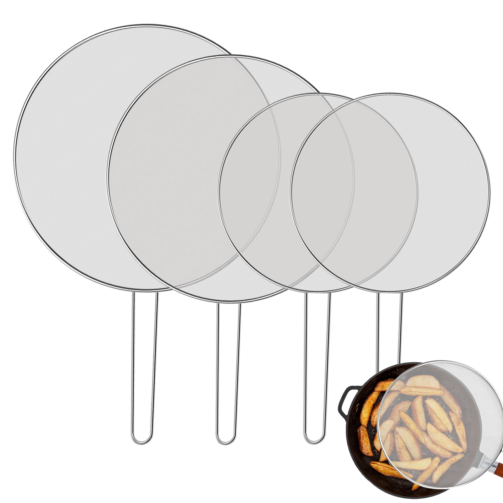 AEVXKHI 4PCS Splatter Screen for Frying Pan, Stainless Steel Grease ...