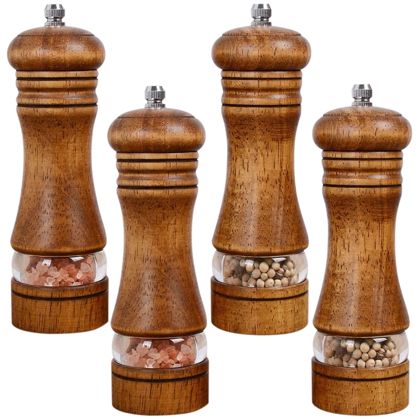 AEVXKHI 4PCS Wood Salt Grinder with Ceramic Core, Adjustable Coarseness ...