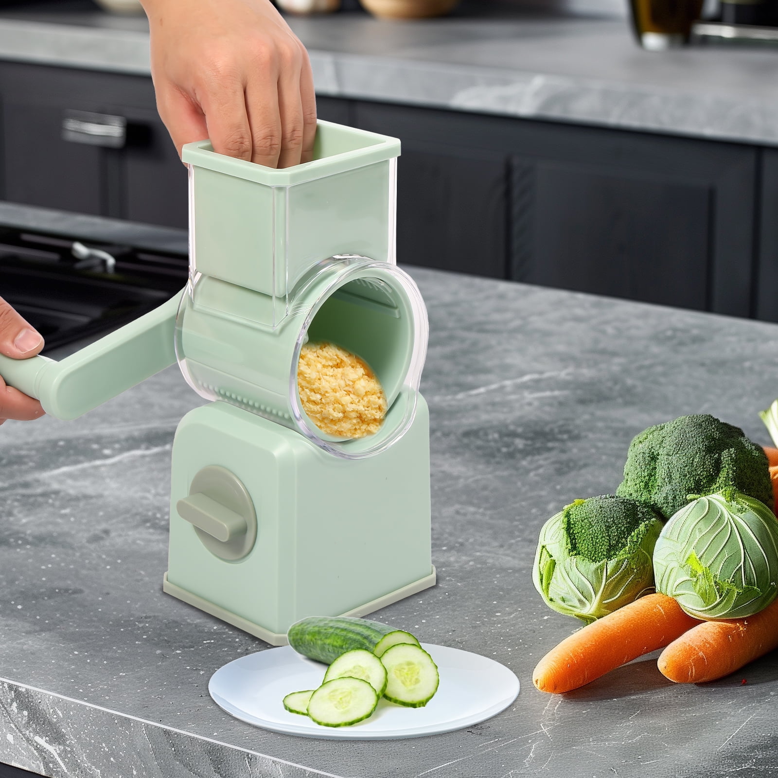 AEVXKHI 5 in 1 Rotary Cheese Grater with Handle, Hand Crank Rotary ...