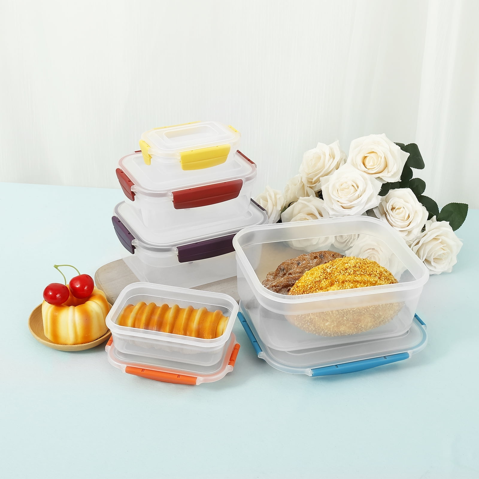 AEVXKHI 5PCS Food Storage Container, Silicone PP Food Storage Box, Food ...