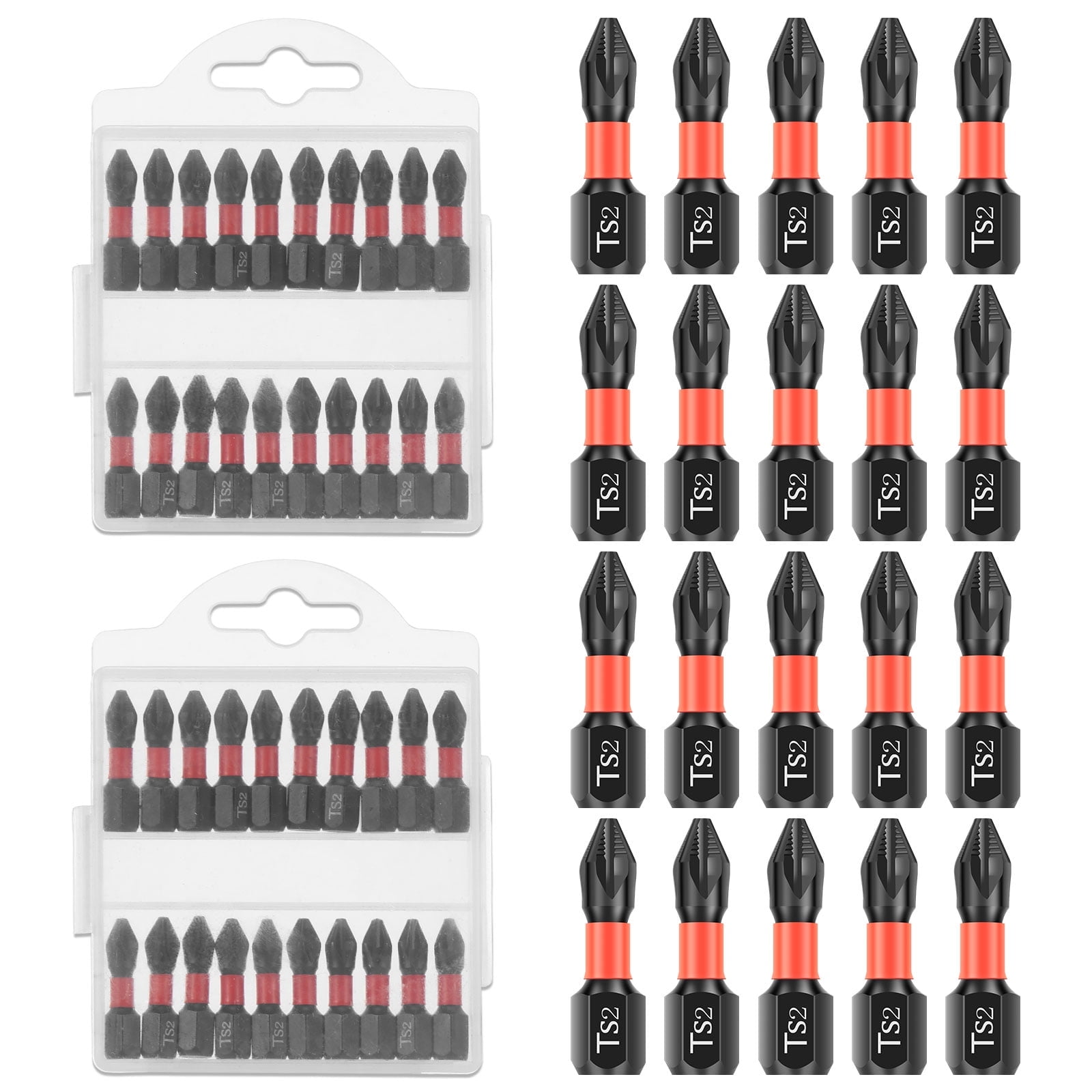AEVXKHI 60PCS PH2 Magnetic Impact Screwdriver Bits Set, S2 Steel Forged ...