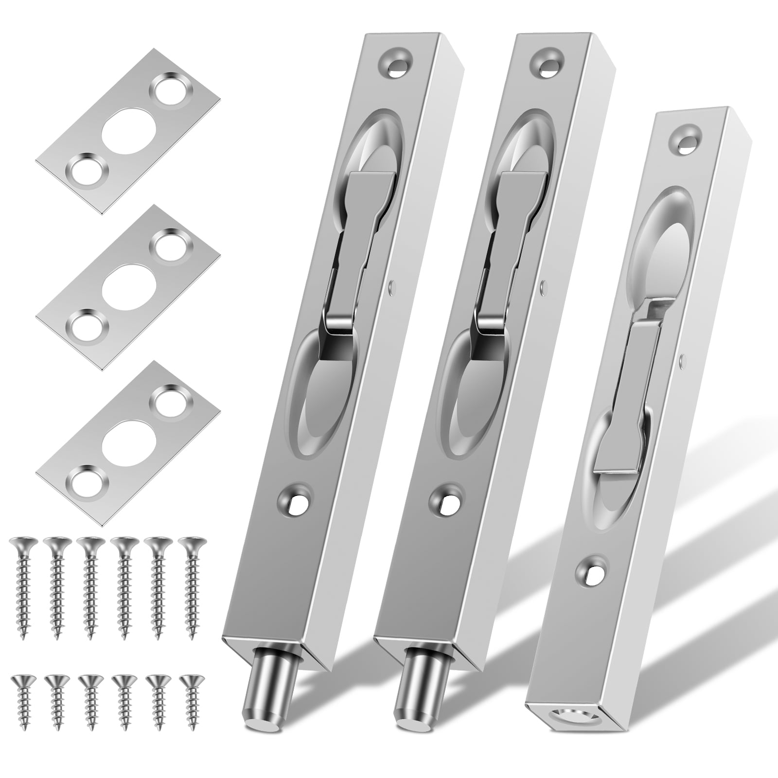 AEVXKHI 6PCS Flush Bolt Door Lock, Stainless Steel Bolt Latch with Wide ...