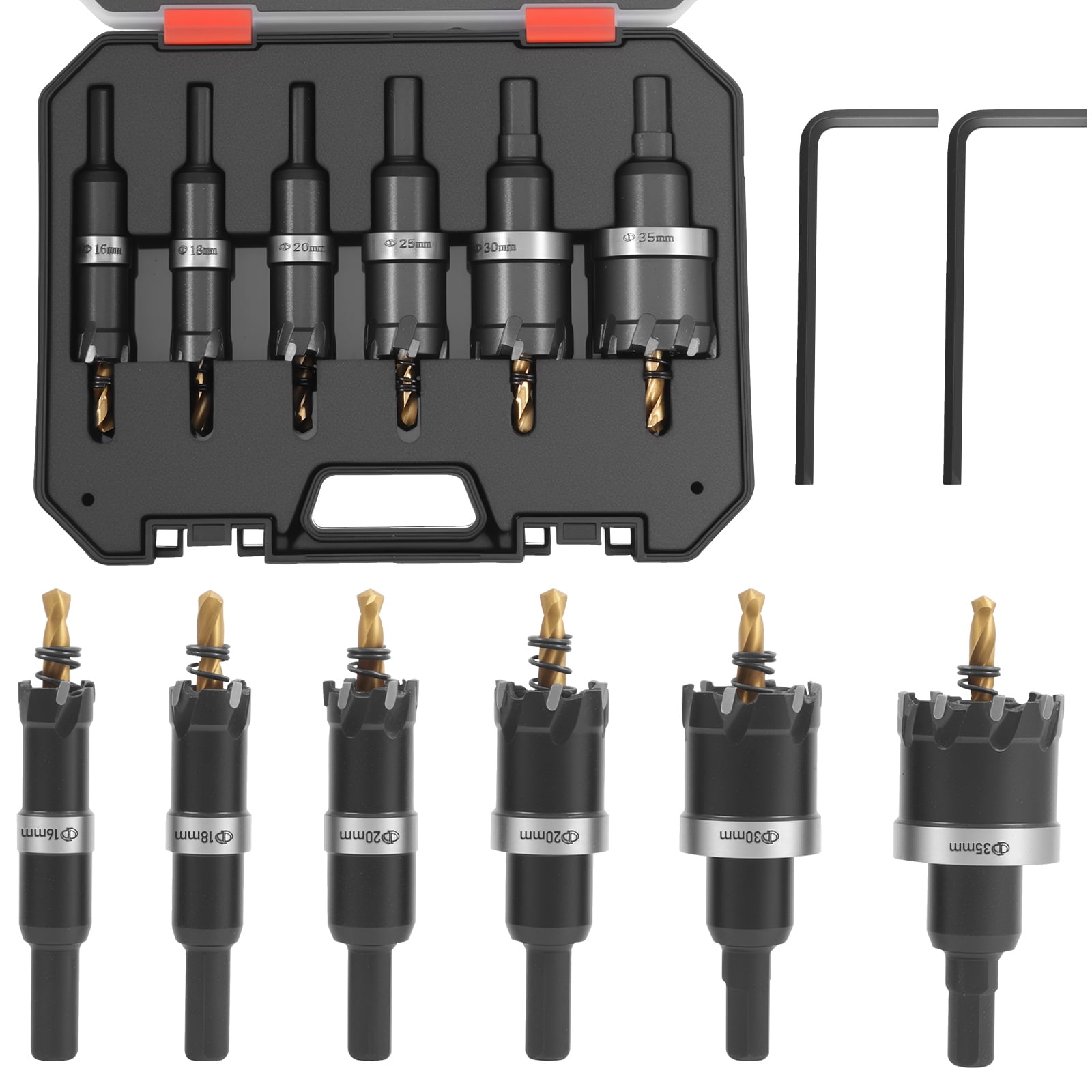 AEVXKHI 6PCS Hole Saw Kit, for Hard Metal 5/8 to 1-3/8 inch Carbide ...