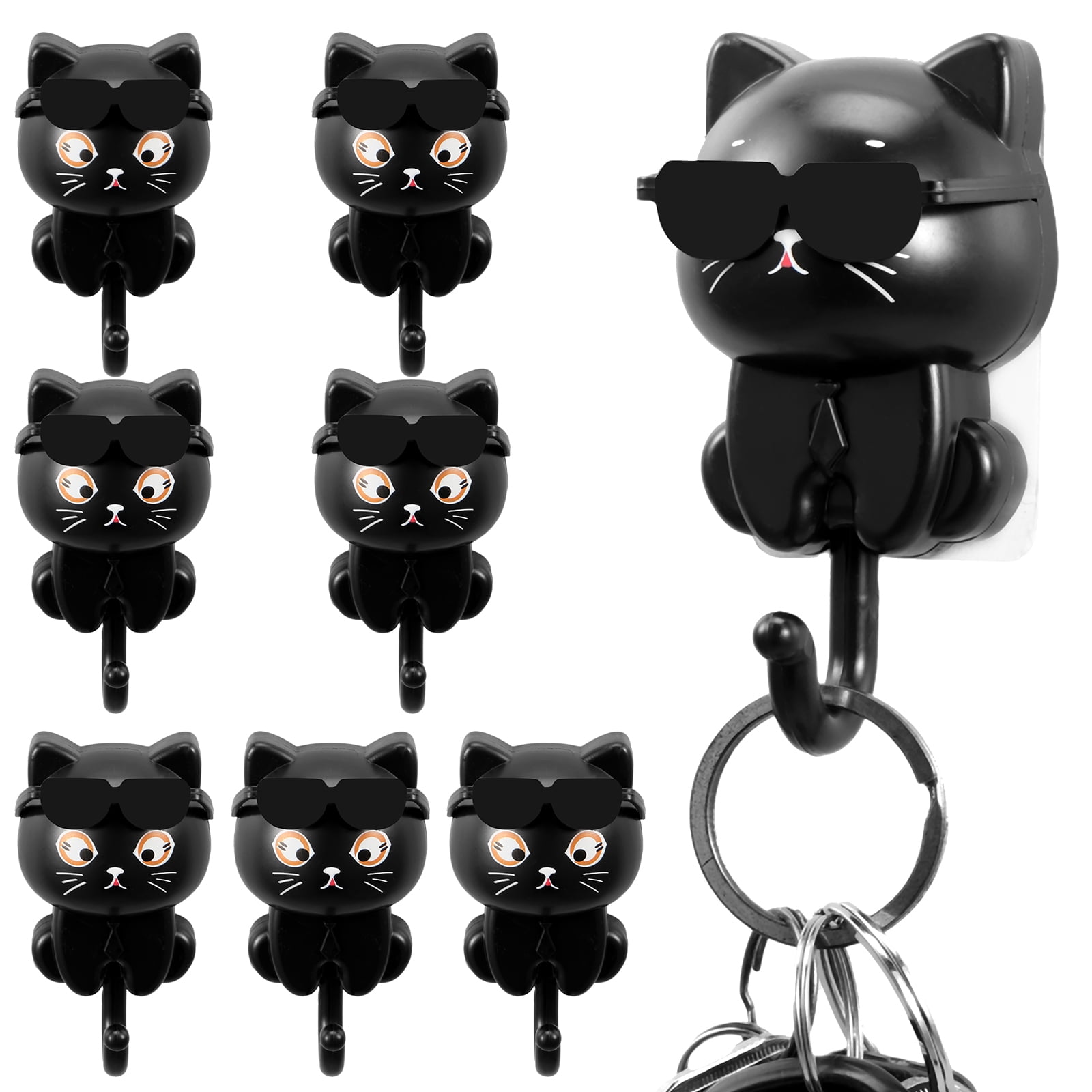 AEVXKHI 8PCS Cute Cat Key Holder, Self Adhesive Cat Key Hanger ...