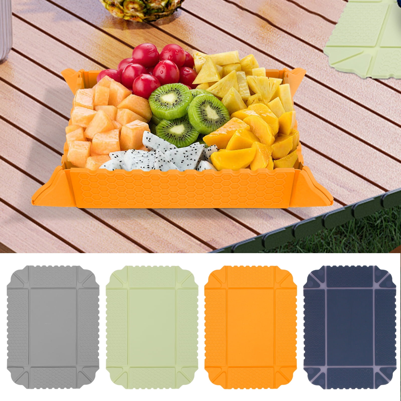 AEVXKHI 8PCS Silicone Insulated Folding Dinner Plate, Rectangular ...
