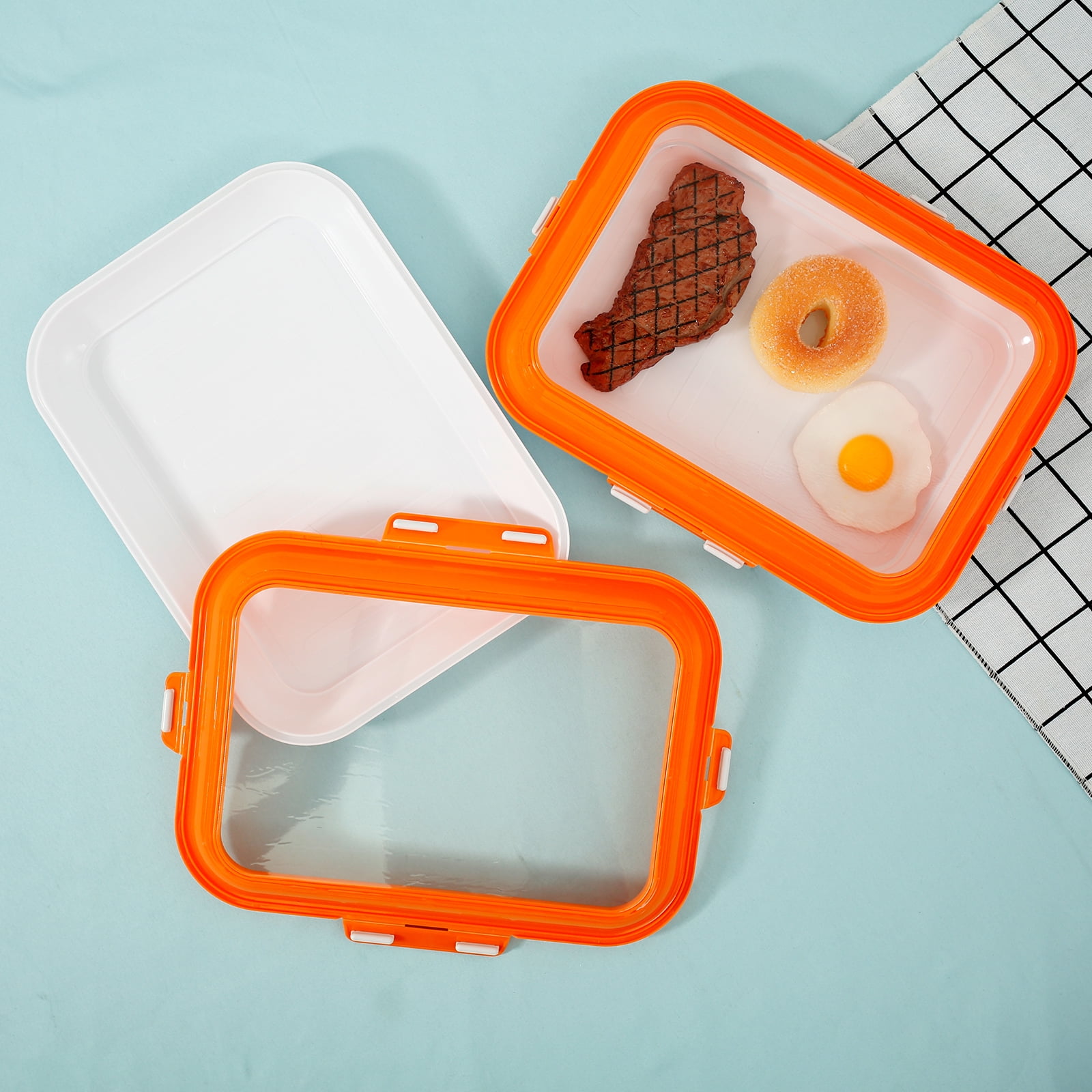 AEVXKHI 8PCS Vacuum Food Storage Container with Reversible Stretch Lid ...