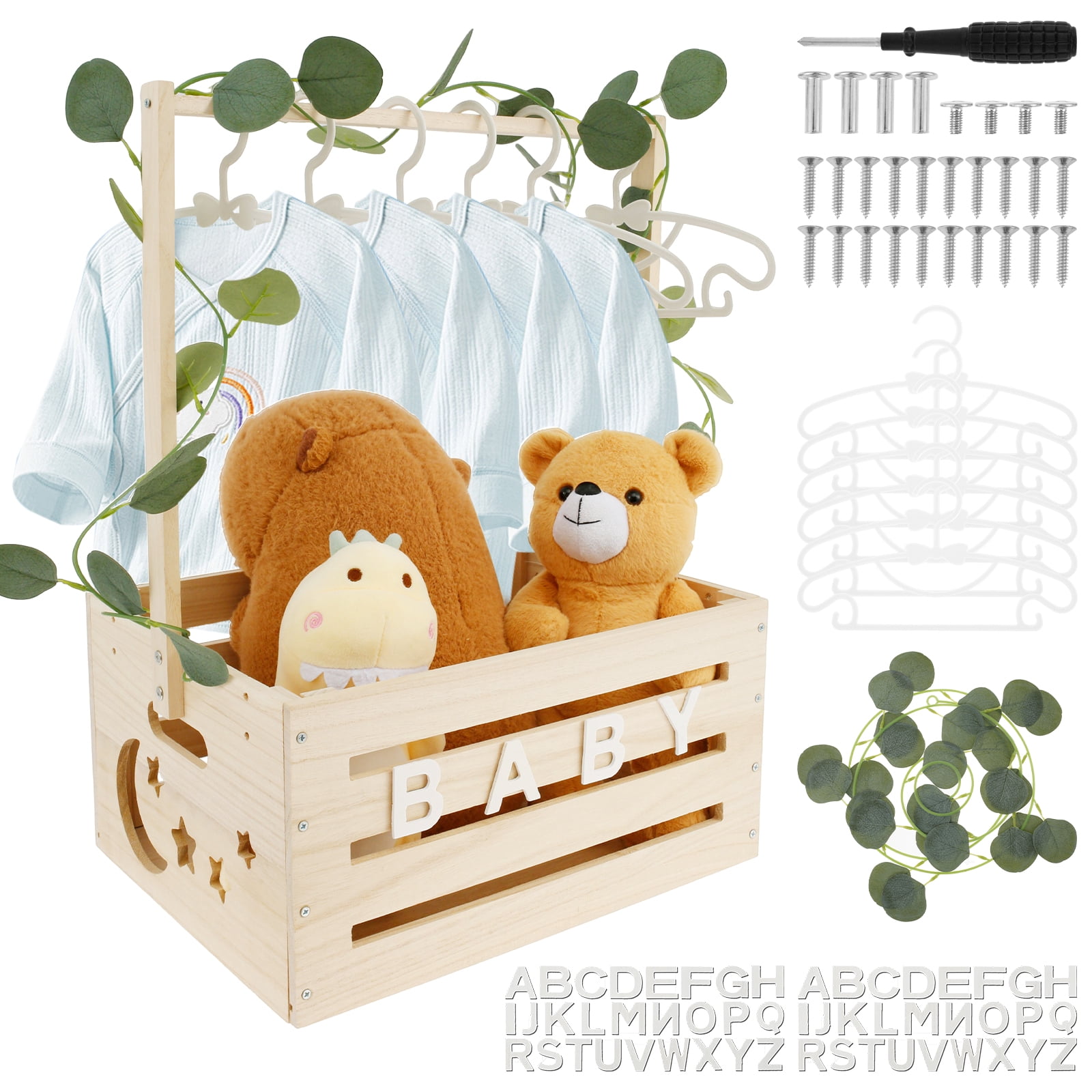 AEVXKHI Baby Shower Crate Closet Thick Wood Baby Shower Basket with ...