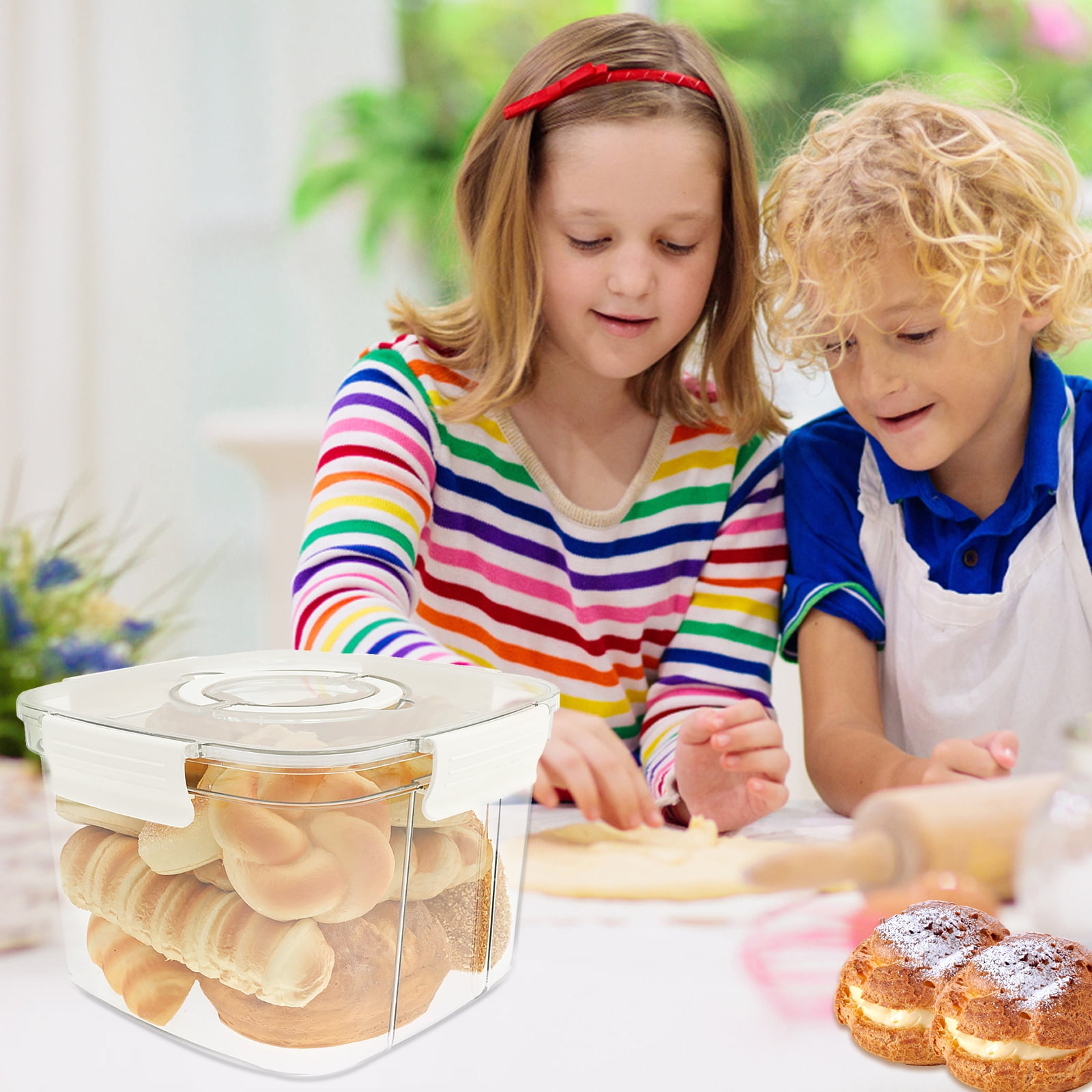 AEVXKHI Bread Box with Lid, Solid Bread Flour Container, Airtight Food ...