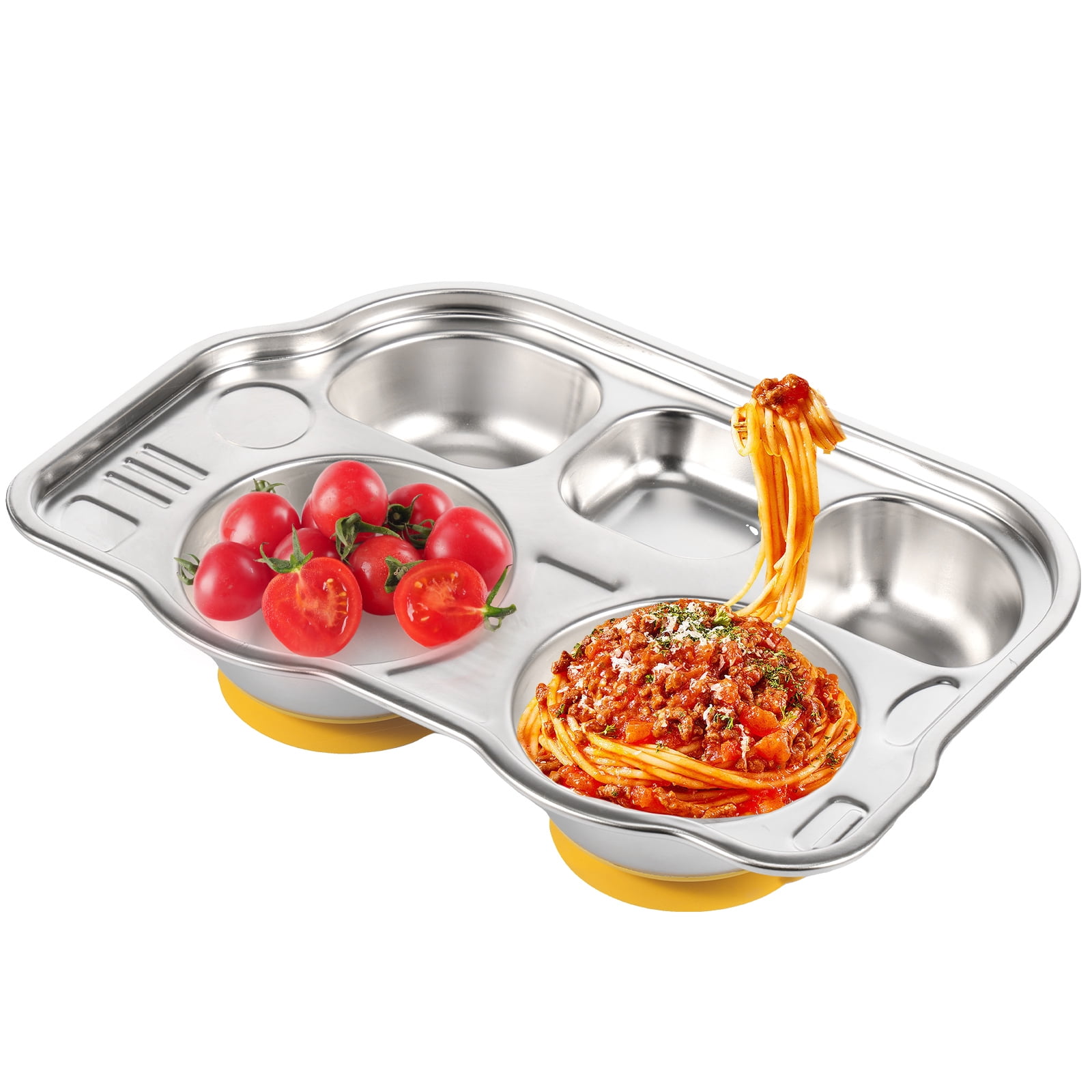 AEVXKHI Bus Style Baby Suction Plate, Solid Safe Divided Metal Food ...