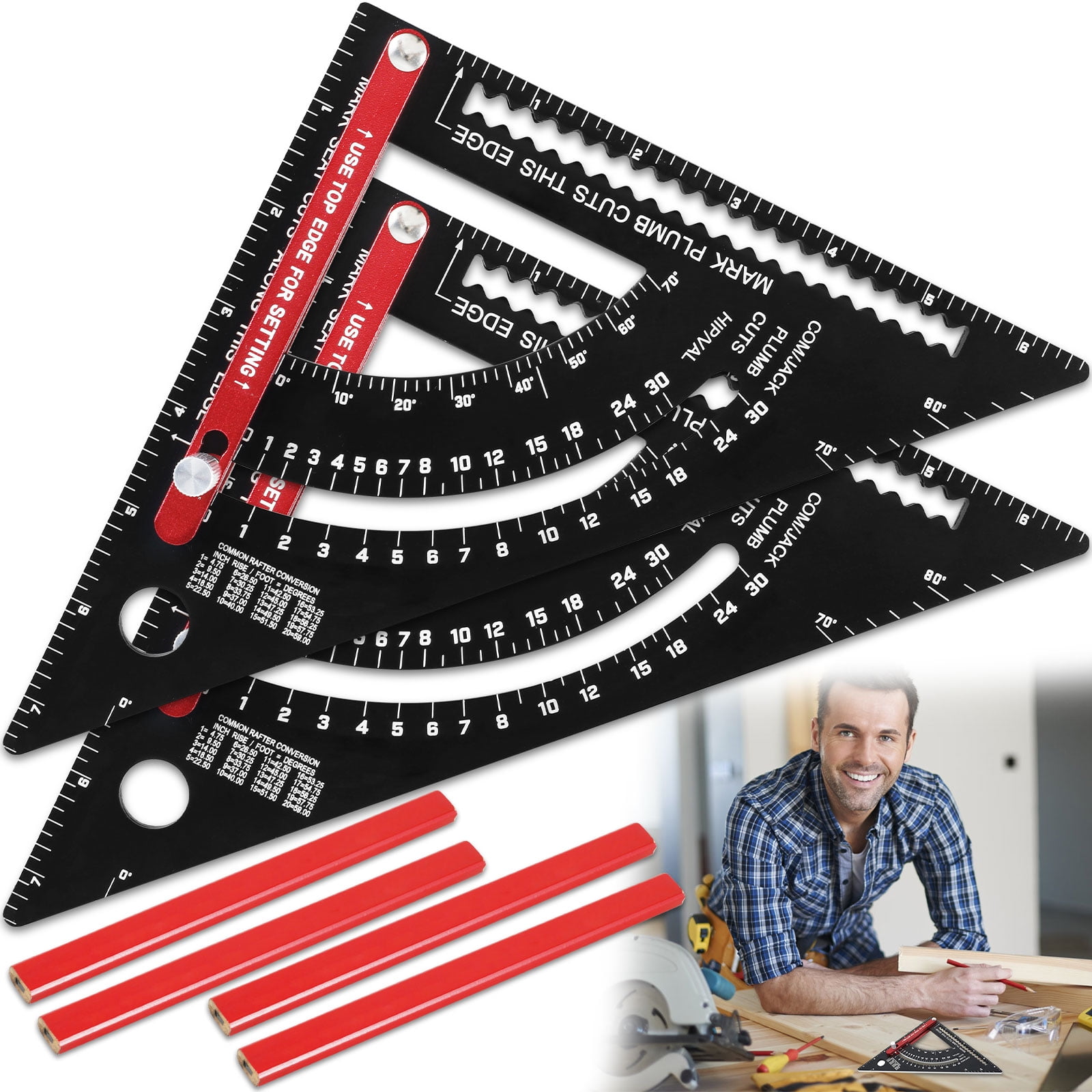 AEVXKHI Carpenter Square 7Inch Multi Angle Measuring Ruler, Aluminum ...