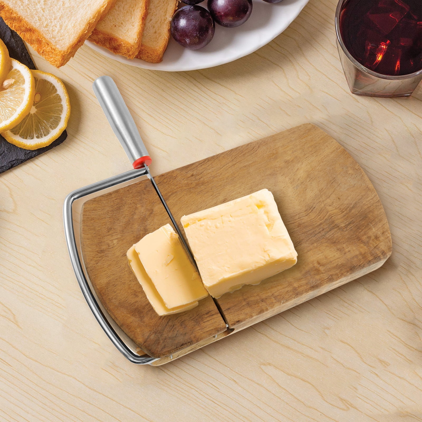 AEVXKHI Cheese Slicer Cutter Safe Wood Cheese Slicer Board Multipurpose ...