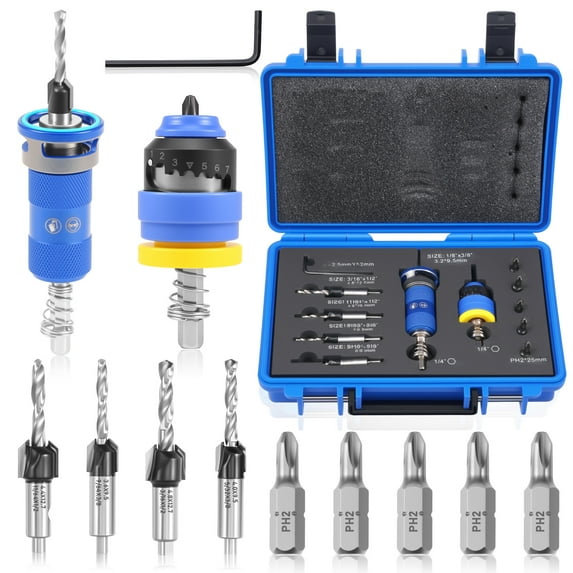 AEVXKHI Countersink Drill Bit Set with Depth Stop Collar, Efficient ...
